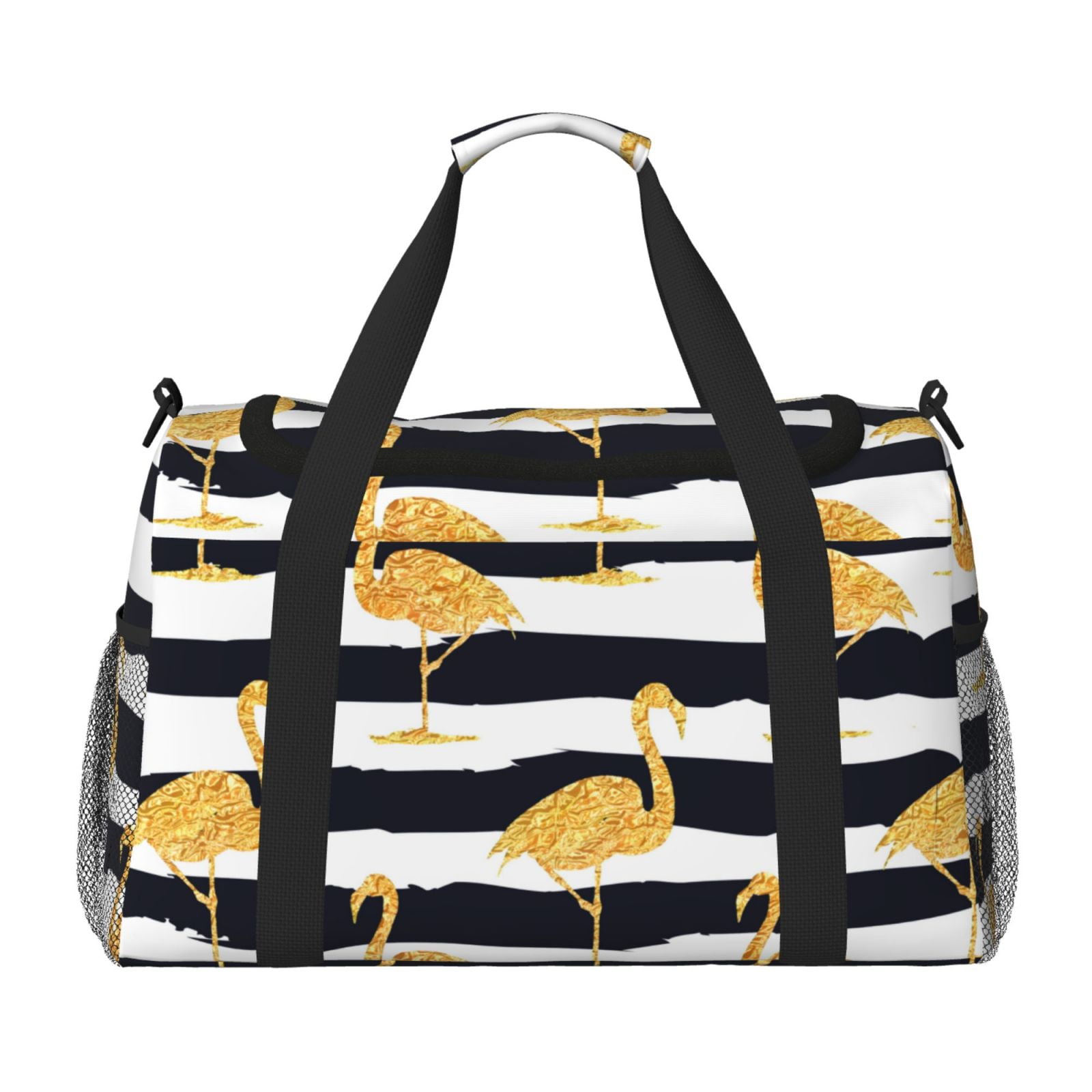 Bingfone Gold Flamingo Print Travel Duffel Tote Bag,Waterproof Shoulder ...