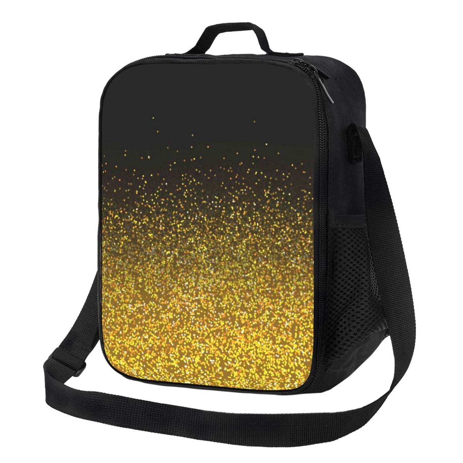 Bingfone Gold Glitter Gradient Reusable Insulated Lunch Bag Cooler For ...