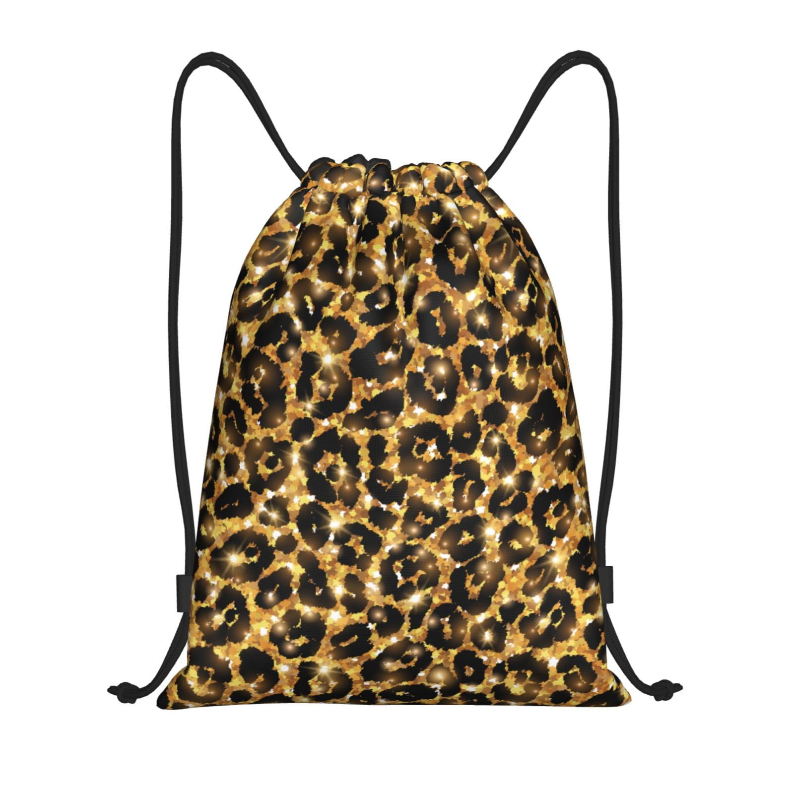 Bingfone Gold Glitter Leopard Drawstrings Backpacks Bags For Men Women ...