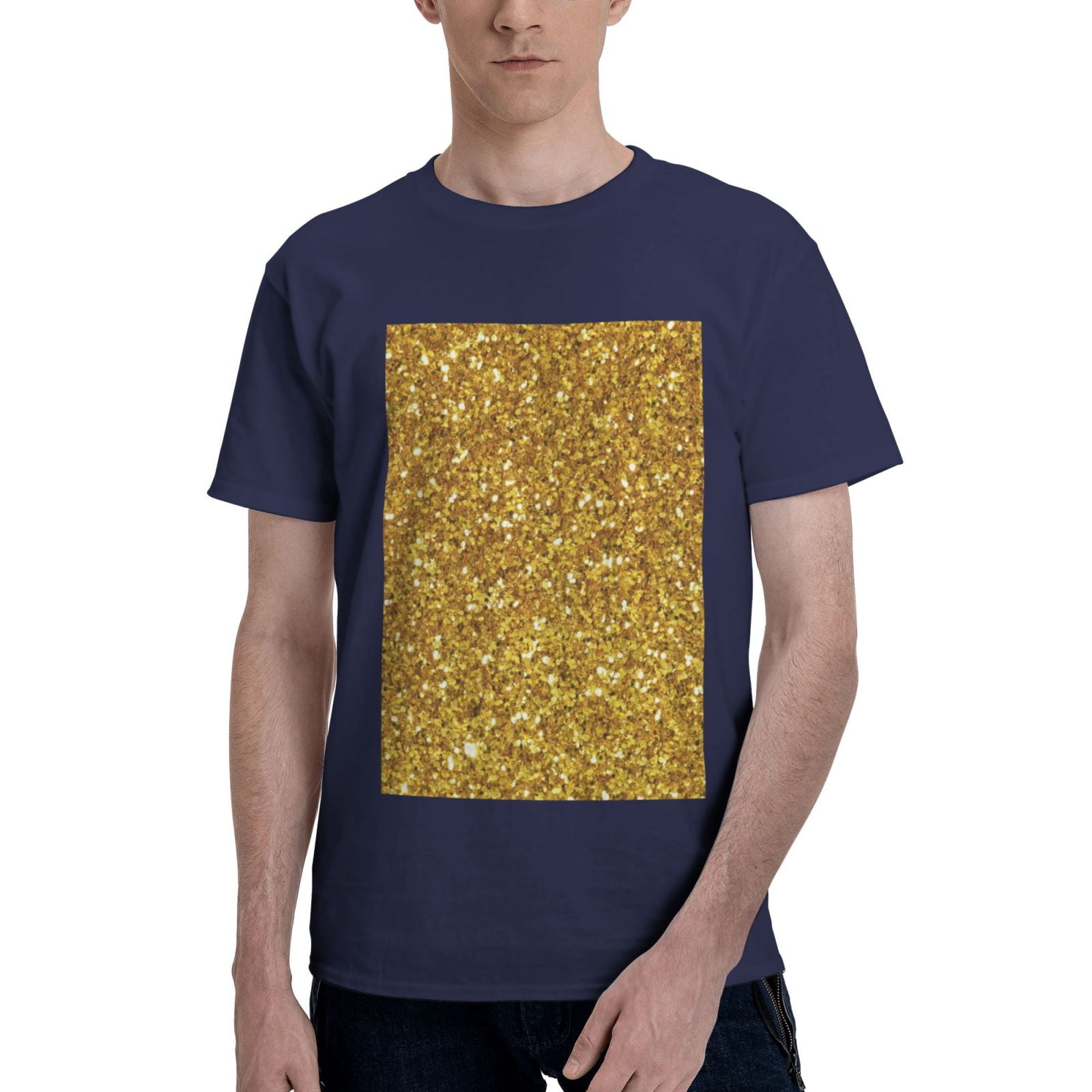 Bingfone Gold Glitter Men'S Loose Fit Short-Sleeve Pocket T-Shirt ...