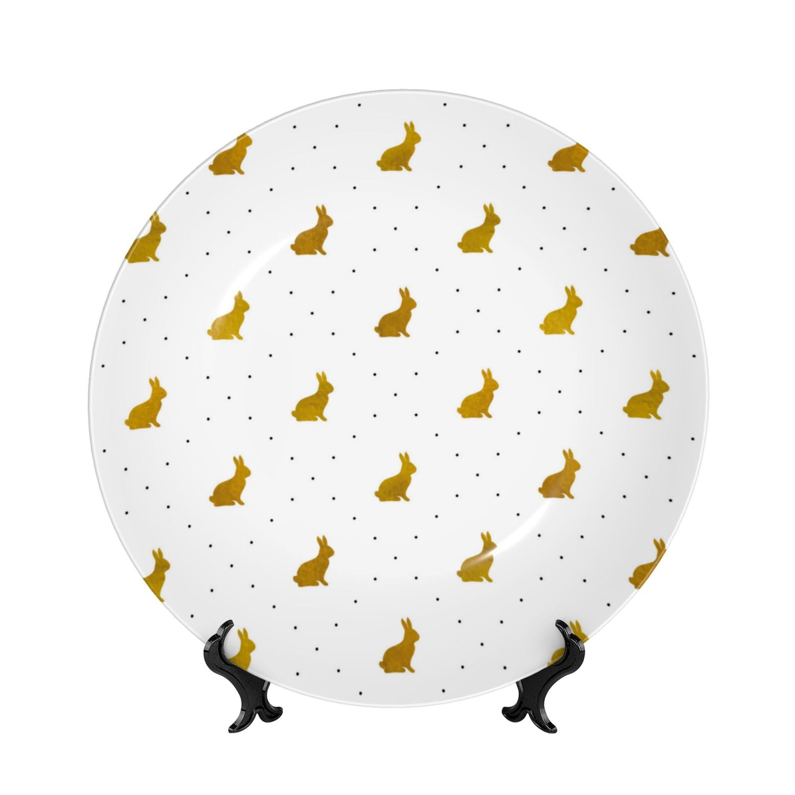 Bingfone Gold Rabbit Print Bone China Dinner Decorative Plates,Handmade ...