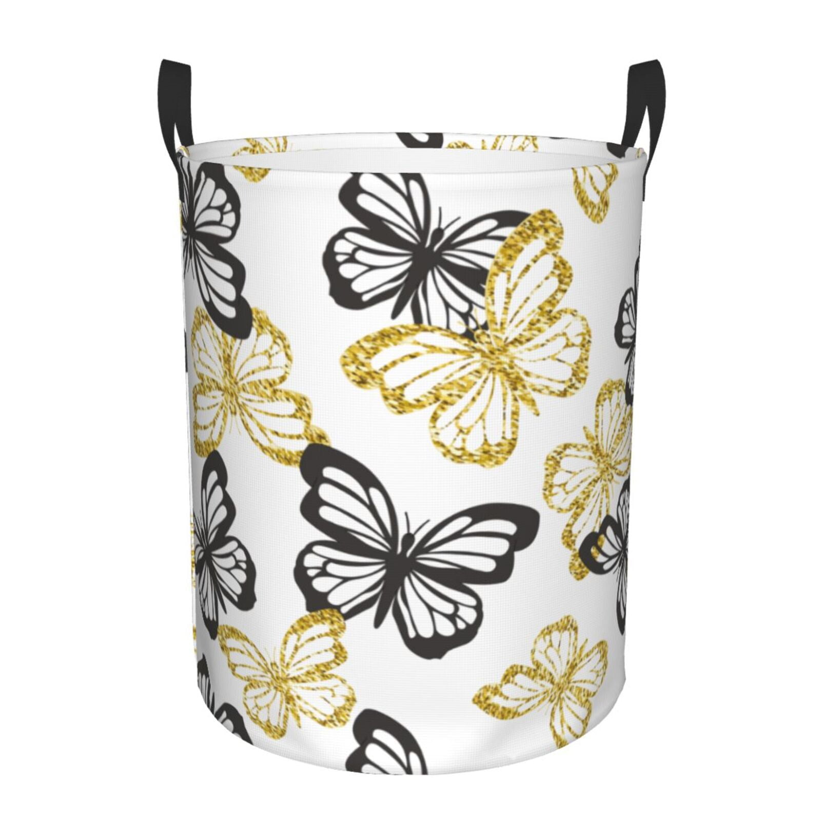 Bingfone Golden Glitter Butterflies Waterproof Foldable Laundry Hamper ...