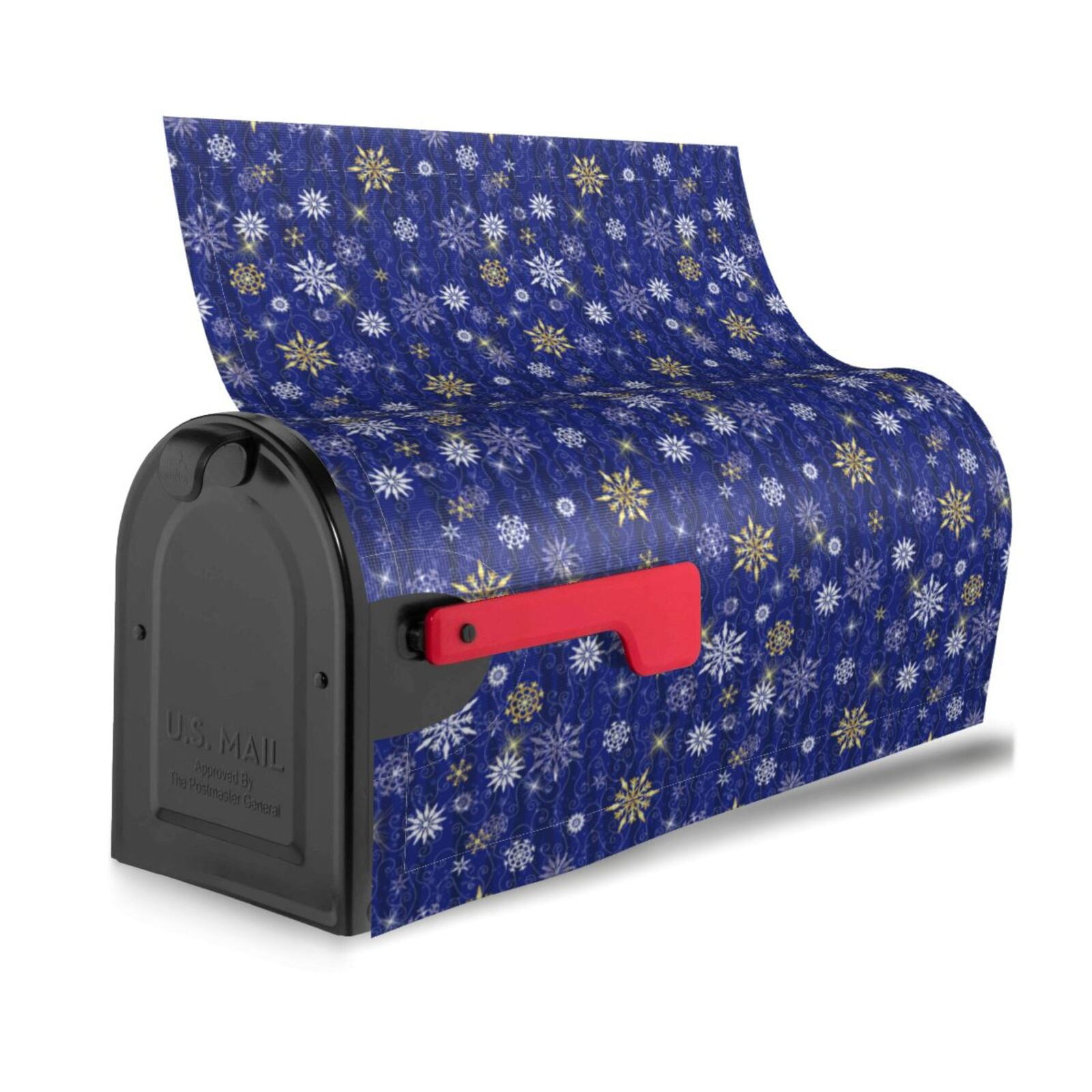 Bingfone Golden Snowflakes Royal Blue Magnetic Mailbox Cover Standard ...