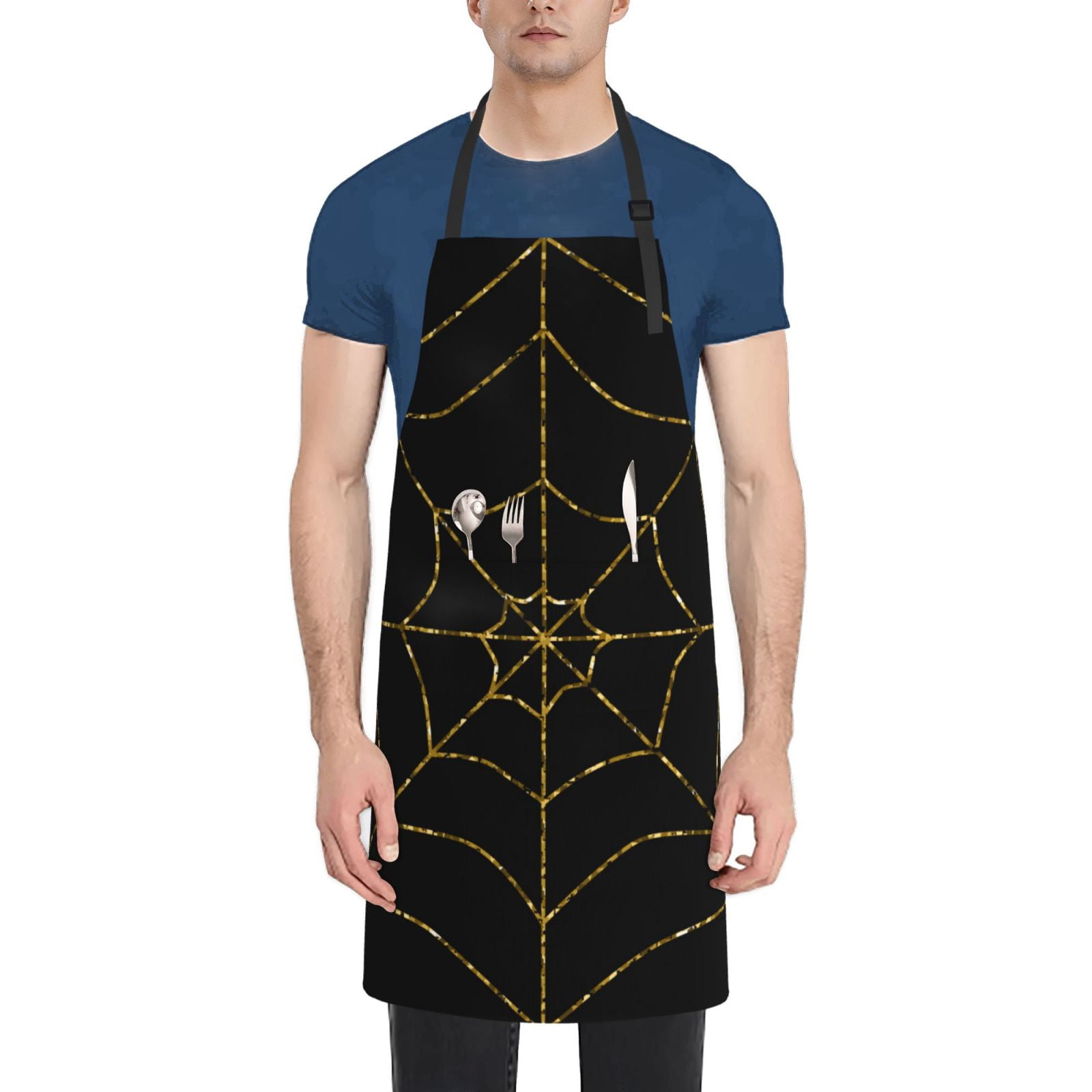Bingfone Golden Spider Web Apron Gifts For Men, Women Professional Grade Chef Apron for Kitchen ...