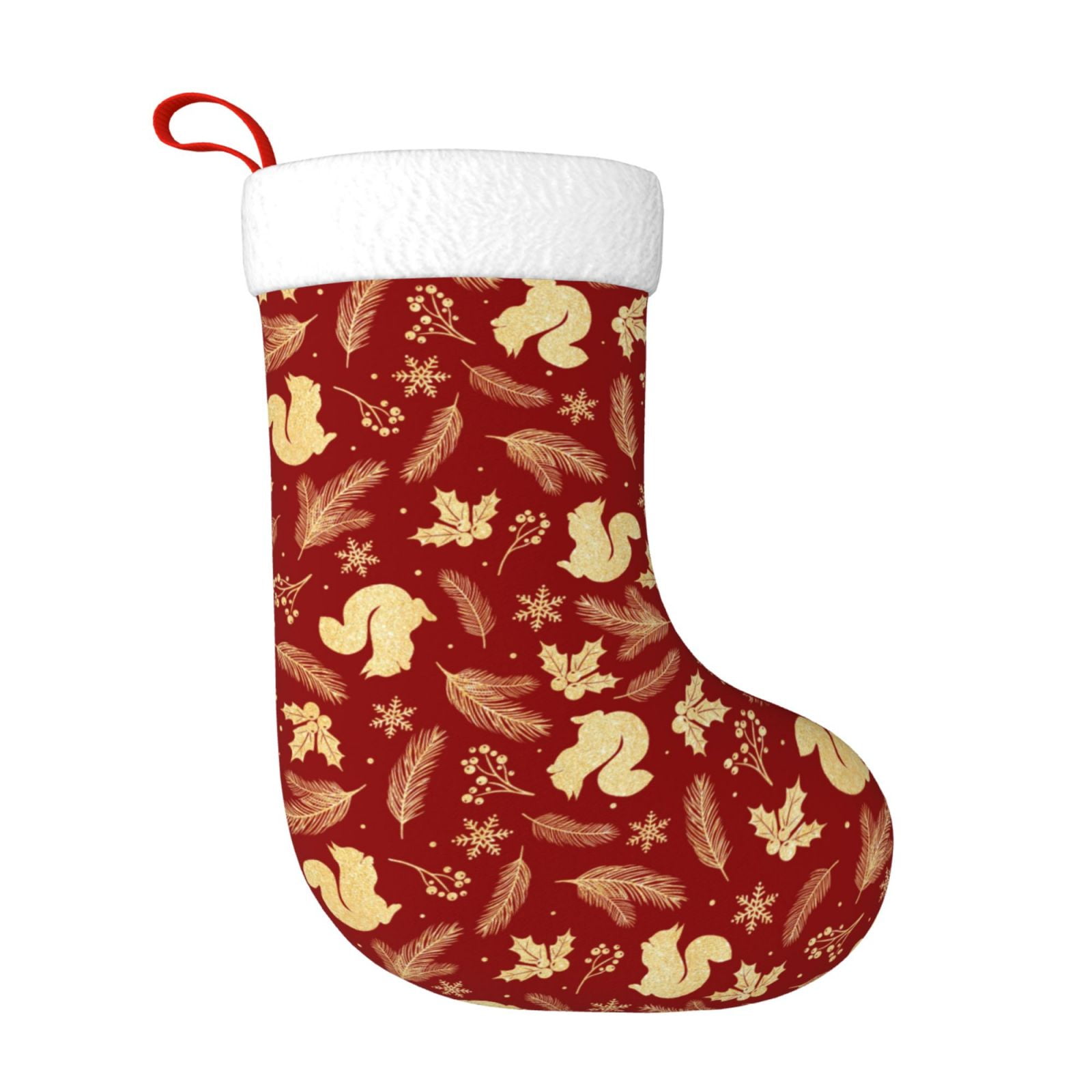 Bingfone Golden Squirrels Holiday Print Personalized Christmas Stocking ...
