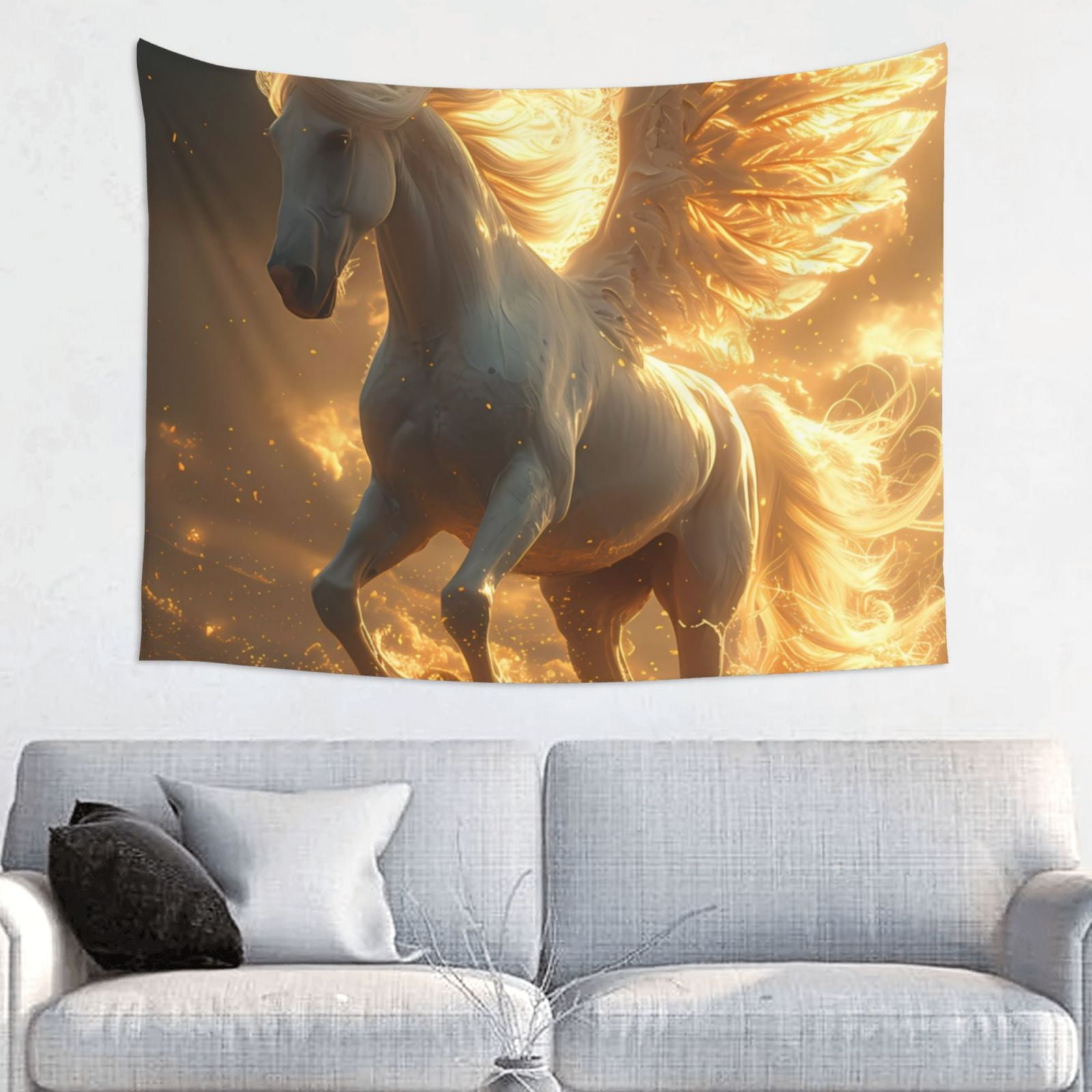 Bingfone Golden Winged White Horse Tapestry Wall Hanging Decor for ...