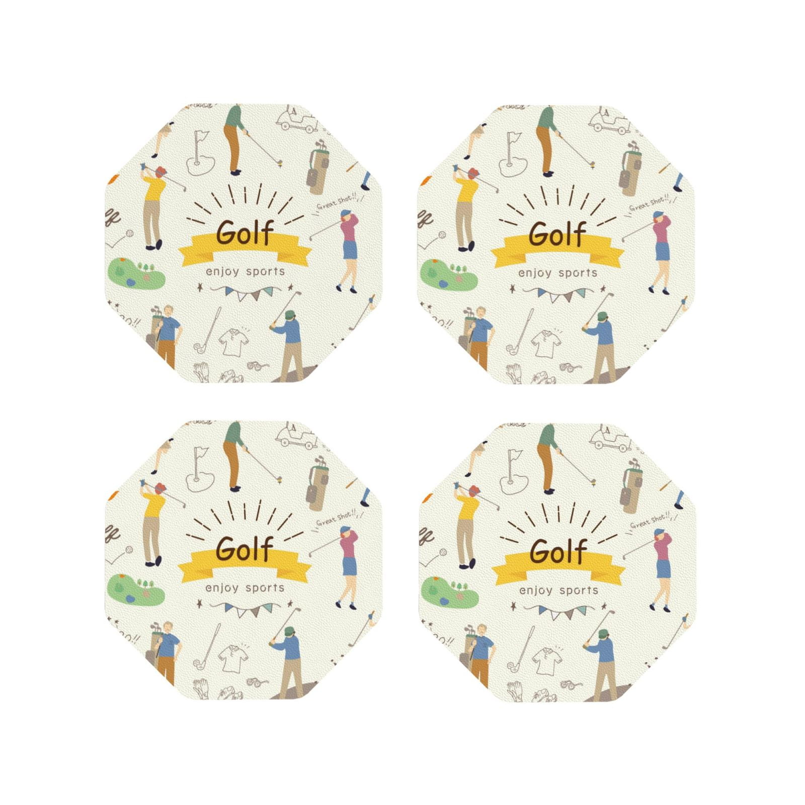 Bingfone Golf Icons And Golfer Personalized Coaster Set 4 for Drinks ...