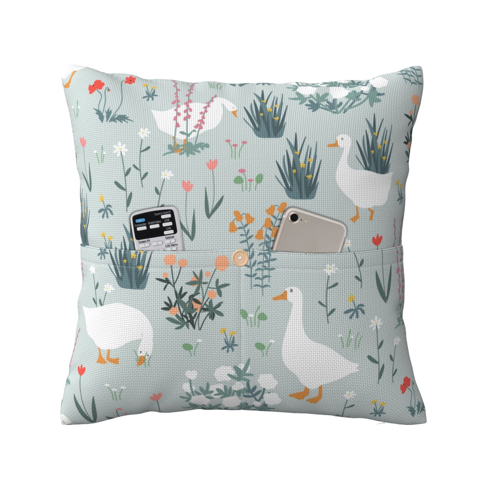 Bingfone Goose And Doodle Flowers Linen Throw Pillow Covers Cushion ...