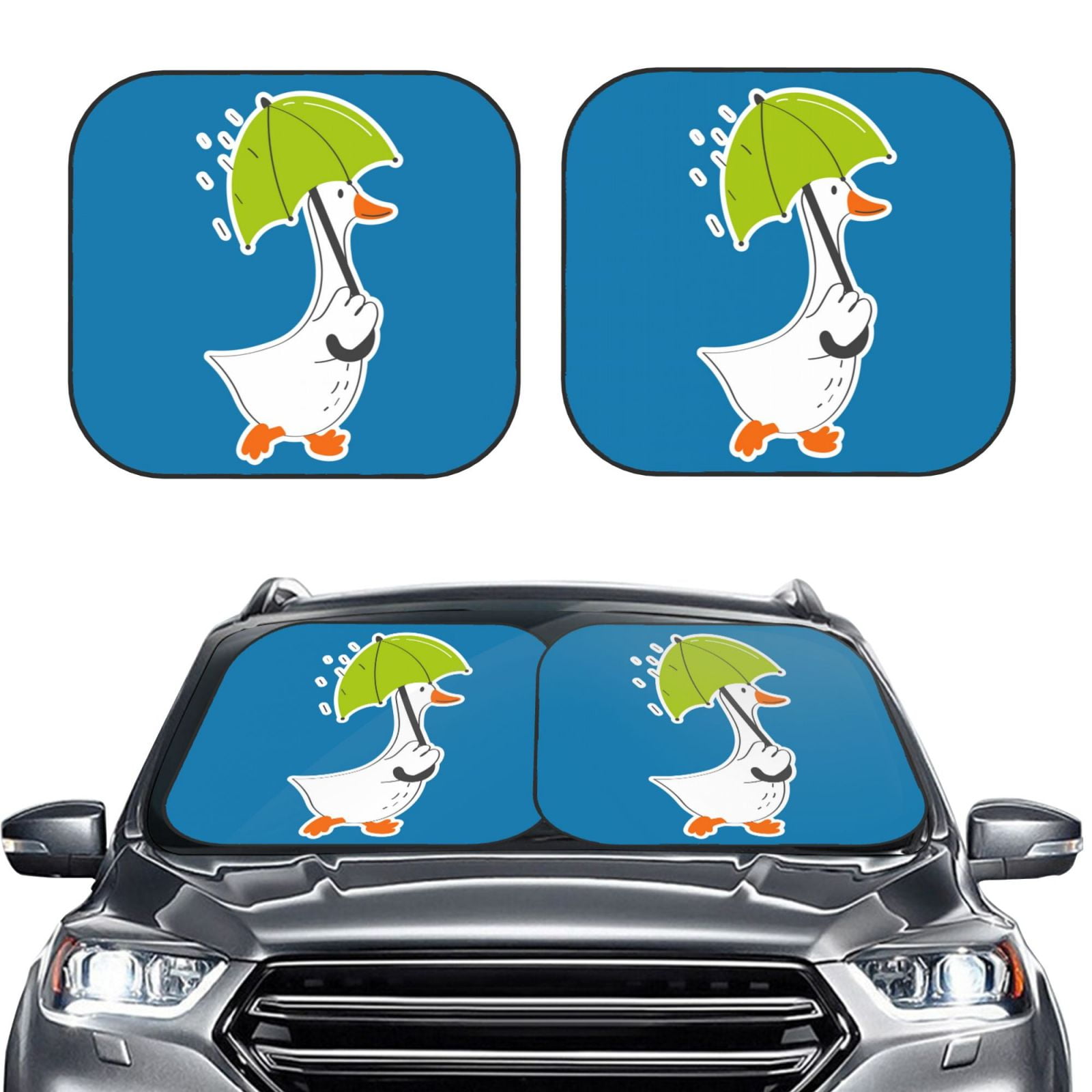 Bingfone Goose Holding An Umbrella Windshield Sun Shade 2-Piece ...
