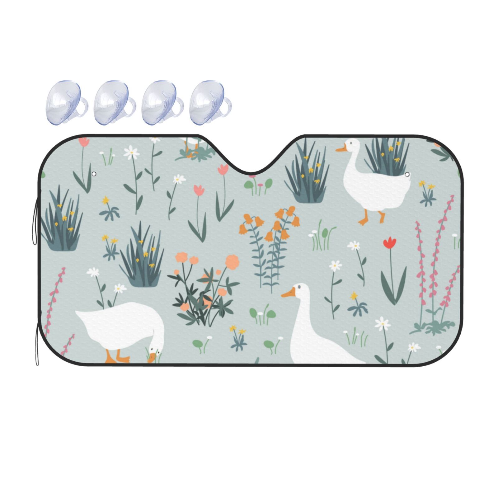 Bingfone Goose and Doodle Flowers Car Windshield Sunshade,Sun Foldable ...
