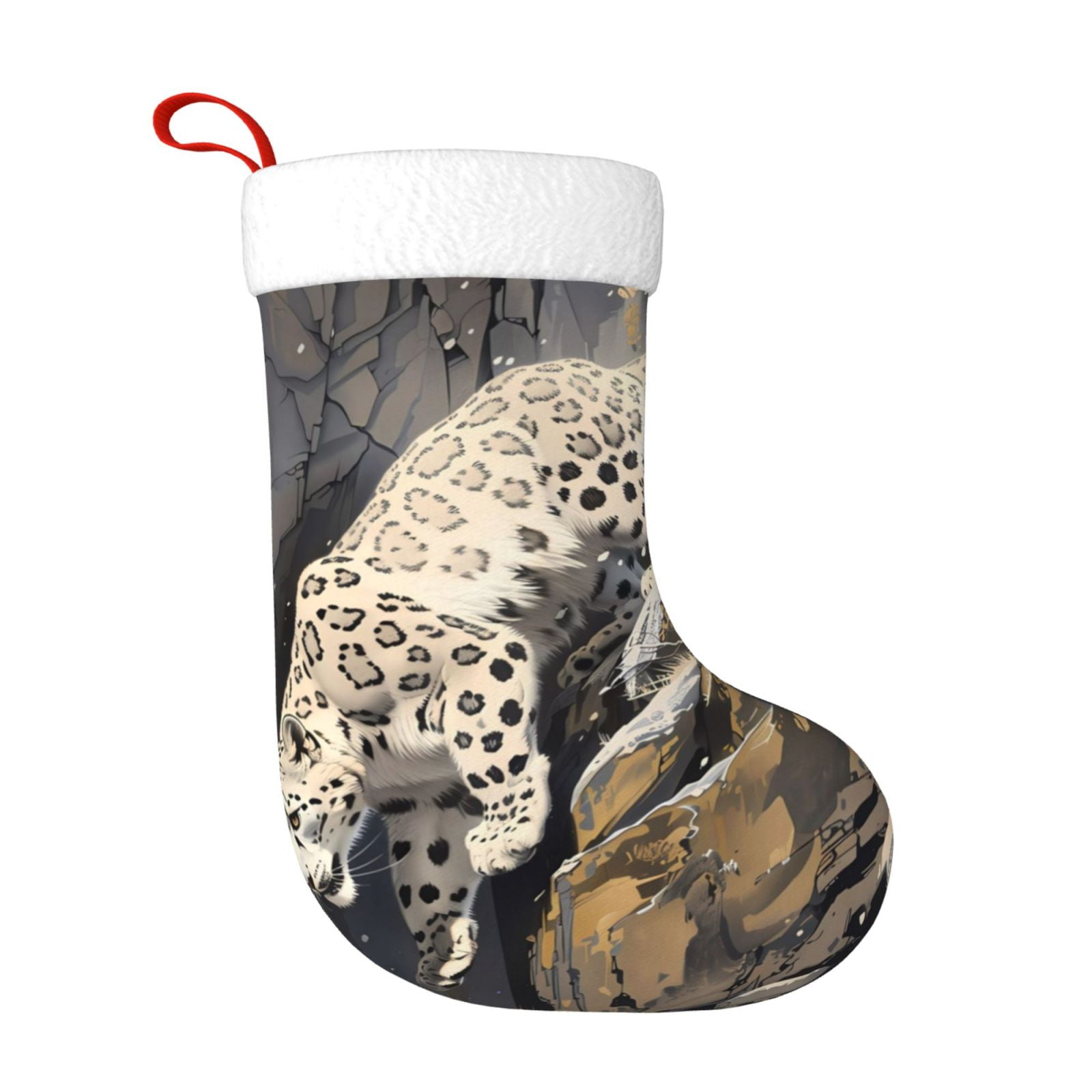 Bingfone Graceful Snow Leopard Print Personalized Christmas Stocking ...