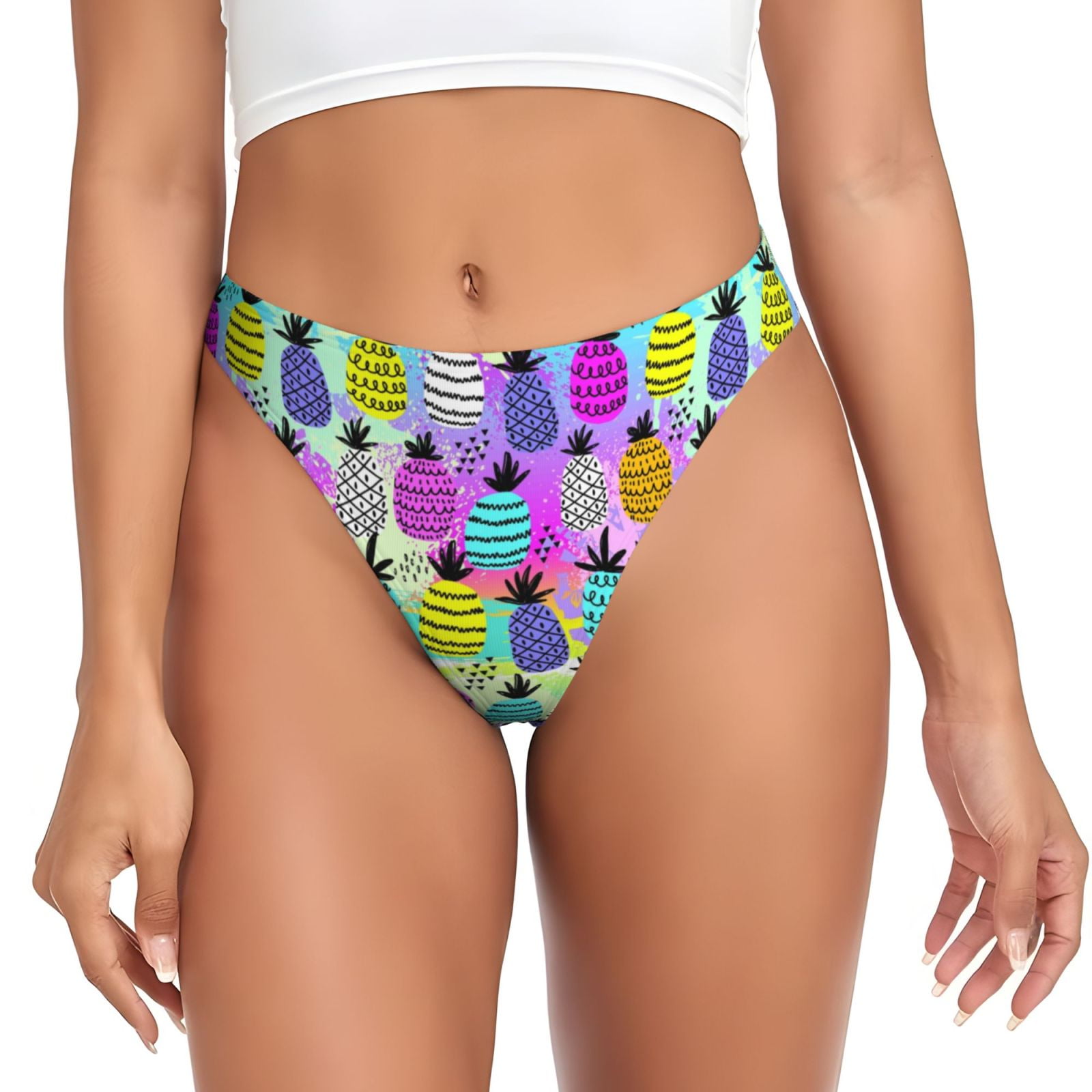 Bingfone Graffiti Pineapples Print Seamless Women Underwear Thongs,Low Rise Hipster G-string ...