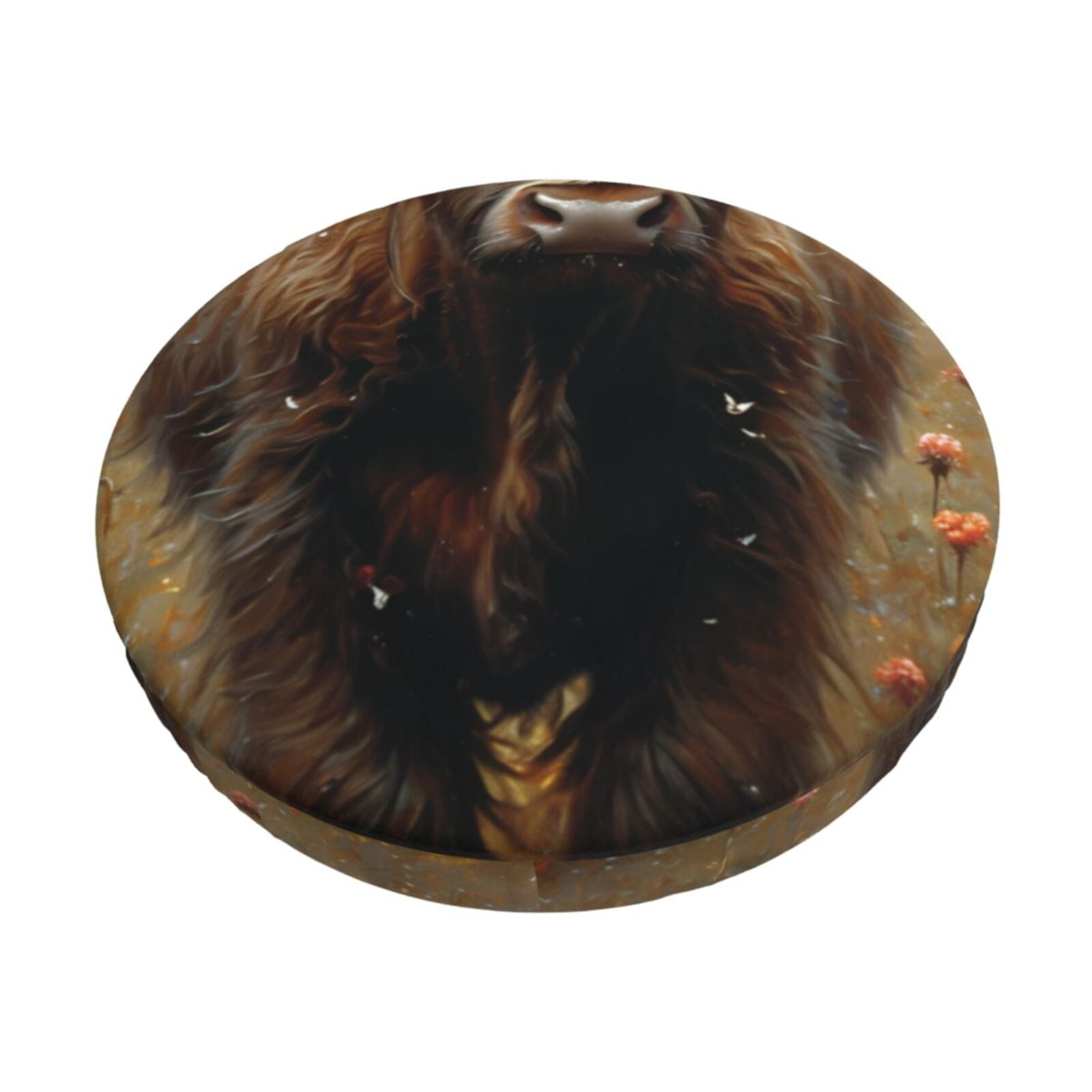 Bingfone Grassland Sunflower Cow Padded Round Bar Stool Cover Cushion ...