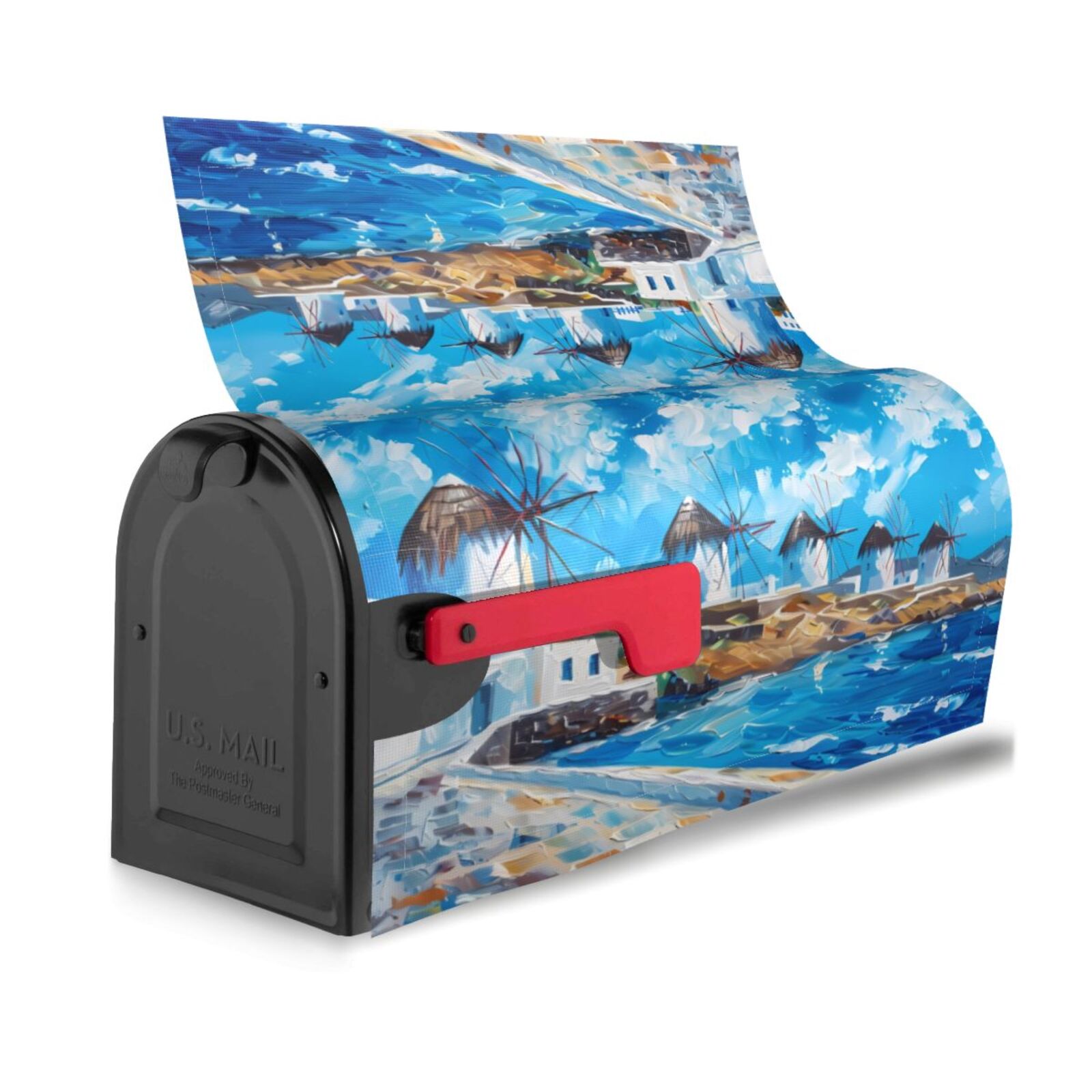 Bingfone Greek Island Windmills Painting Magnetic Mailbox Cover ...