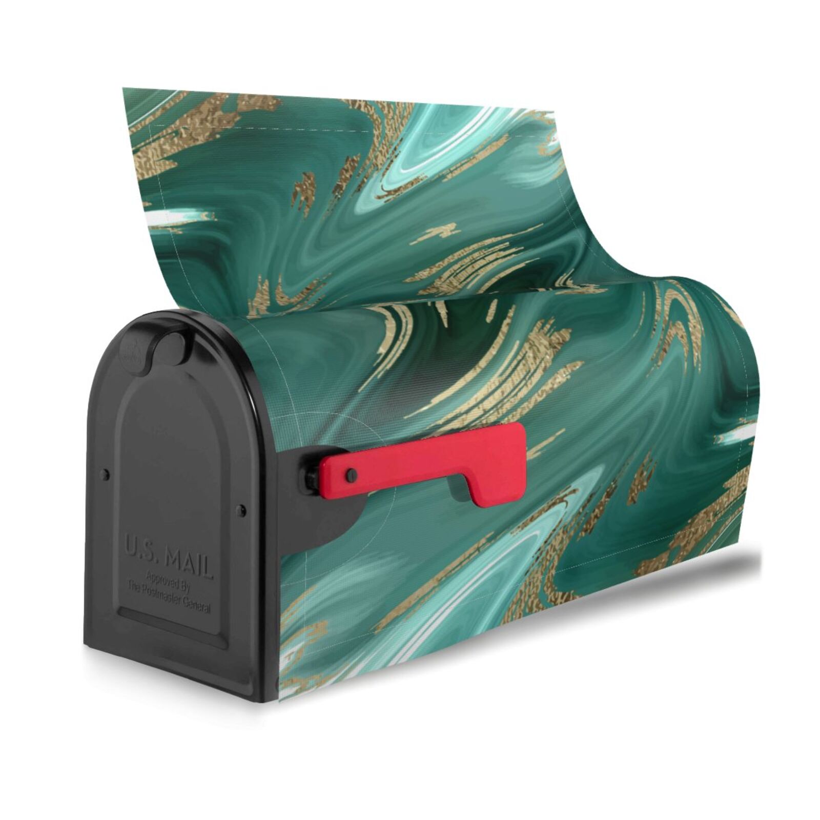 Bingfone Green And Gold Marble Magnetic Mailbox Cover Standard Size for ...