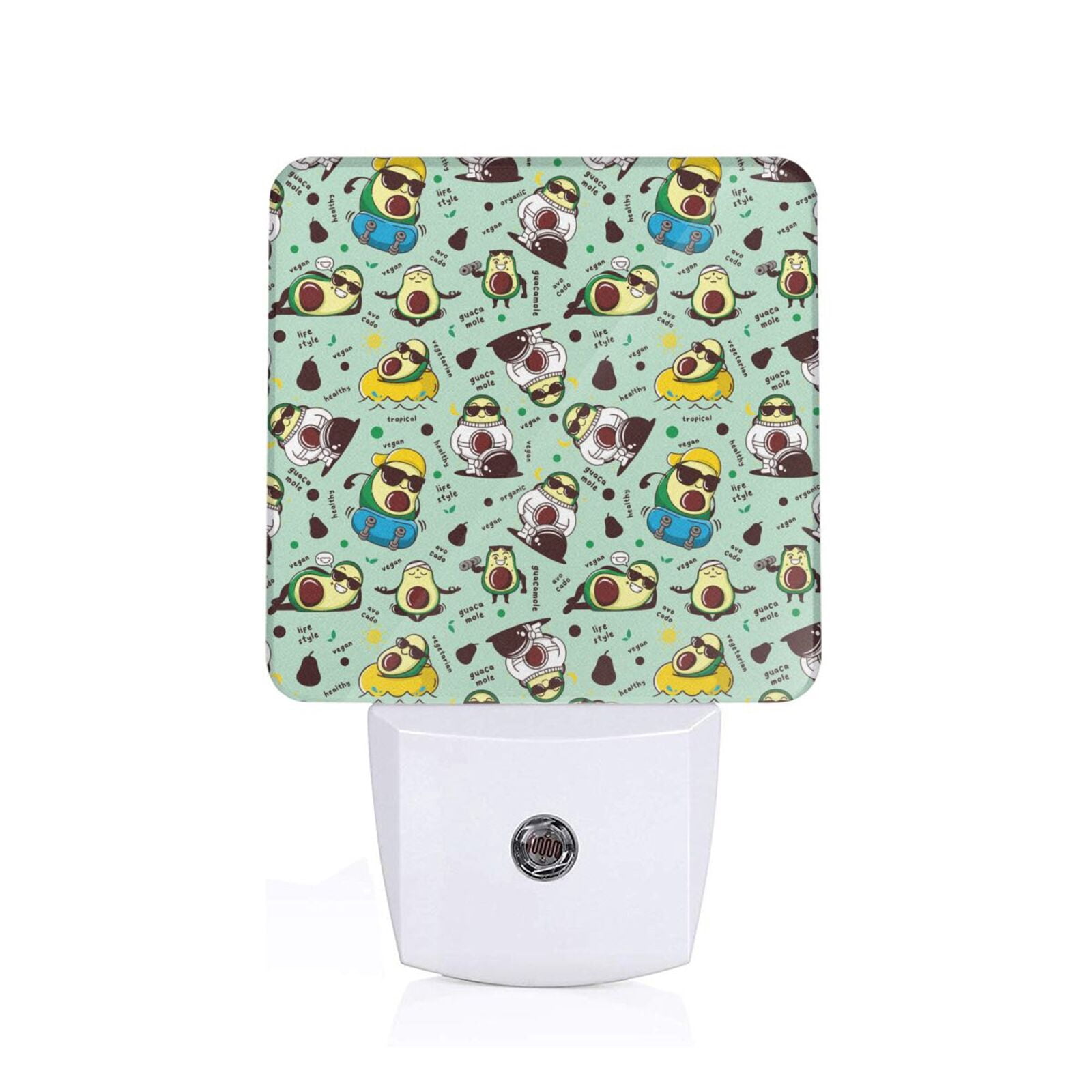 Bingfone Green Cute Avocado Print Night Lights Plug into Wall,Dusk to ...