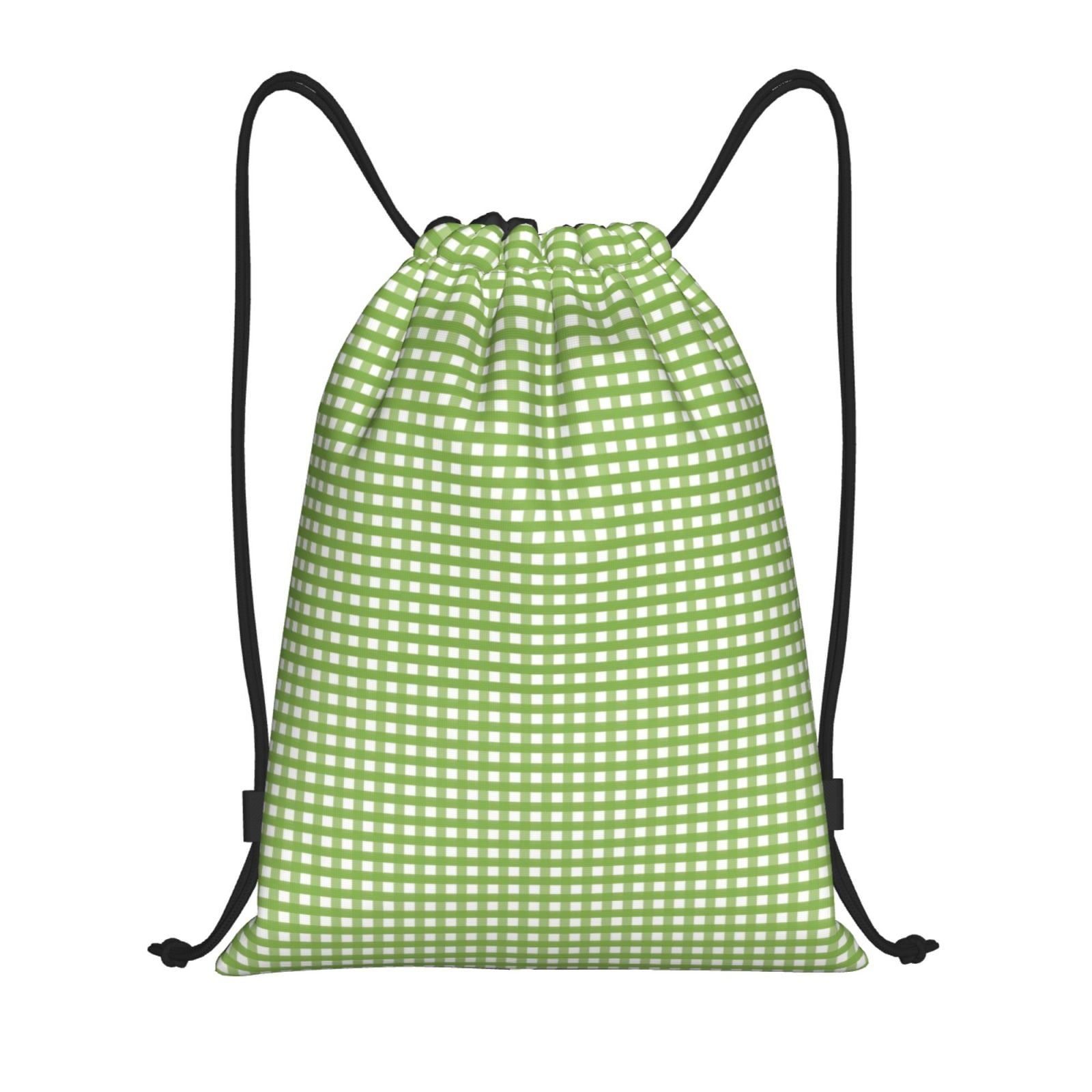 Bingfone Green Gingham Drawstrings Backpacks Bags For Men Women Gym ...