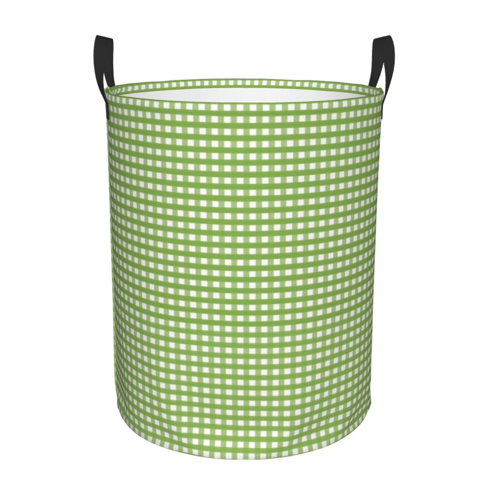 Bingfone Green Gingham Waterproof Foldable Laundry Hamper Bucket With ...