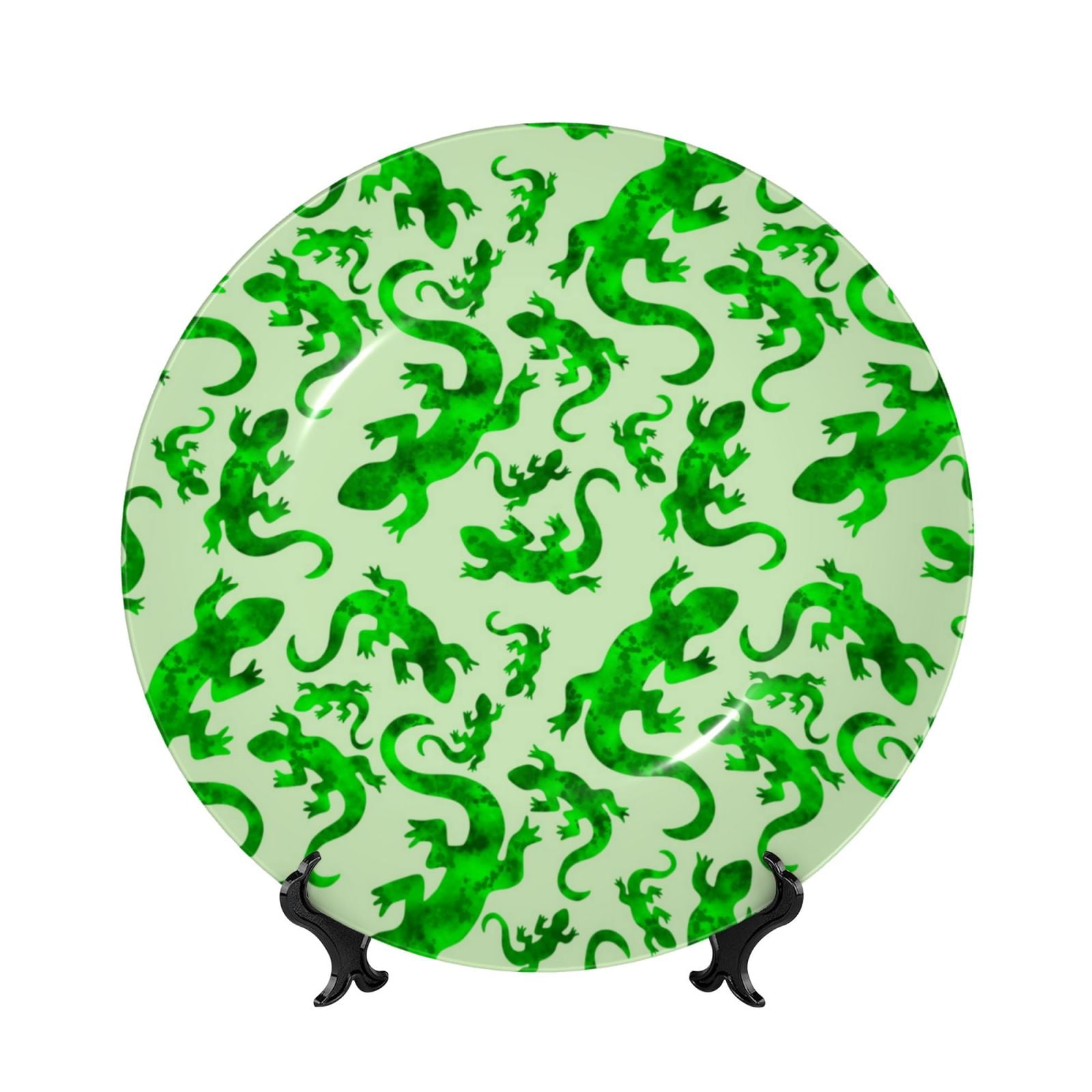 Bingfone Green Lizard Print Bone China Dinner Decorative Plates ...