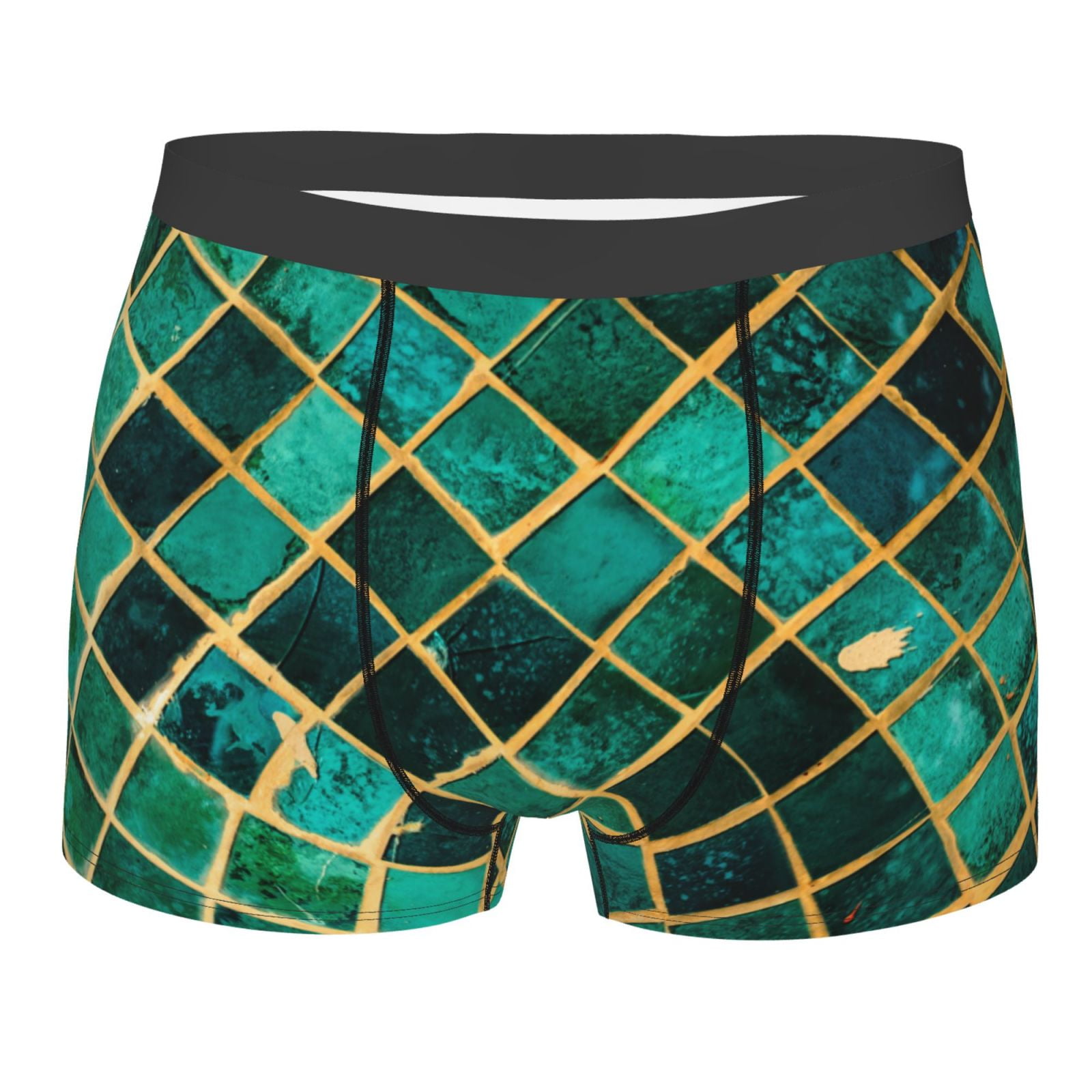 Bingfone Green Mosaic Glass Men's Underwear - Casual Stretch Boxer ...