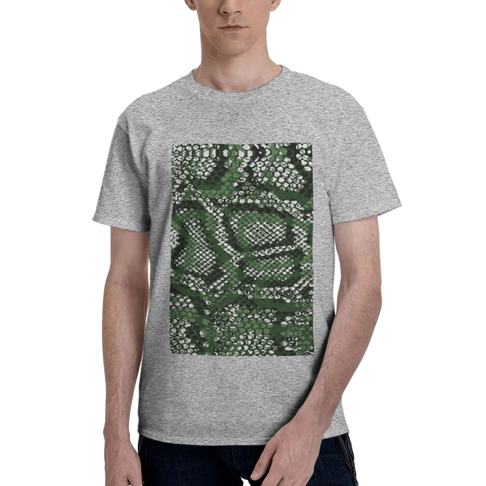 Bingfone Green Snakeskin Men'S Loose Fit Short-Sleeve Pocket T-Shirt ...