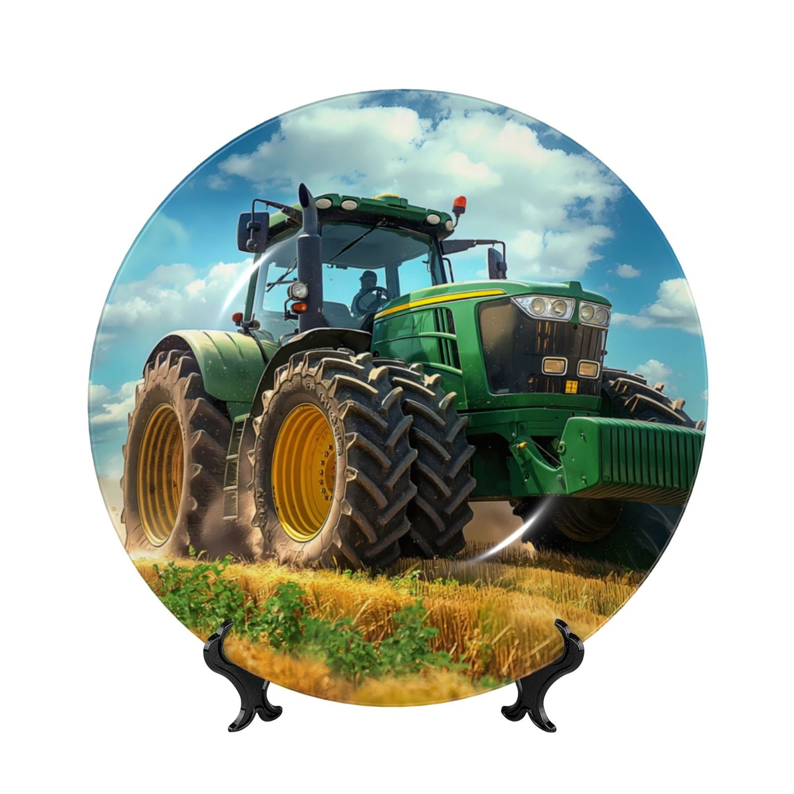 Bingfone Green Tractor Field Print Bone China Dinner Decorative Plates ...