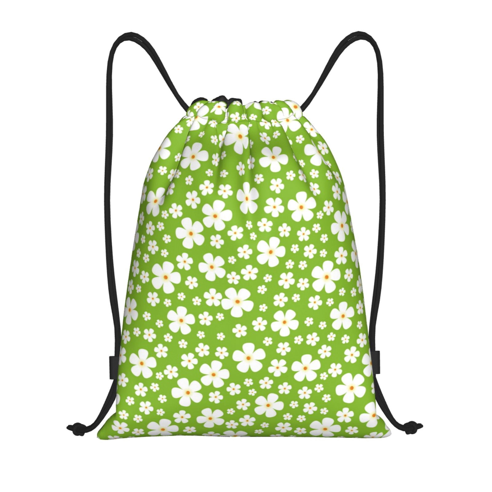 Bingfone Green White Flowers Drawstrings Backpacks Bags for Men Women ...