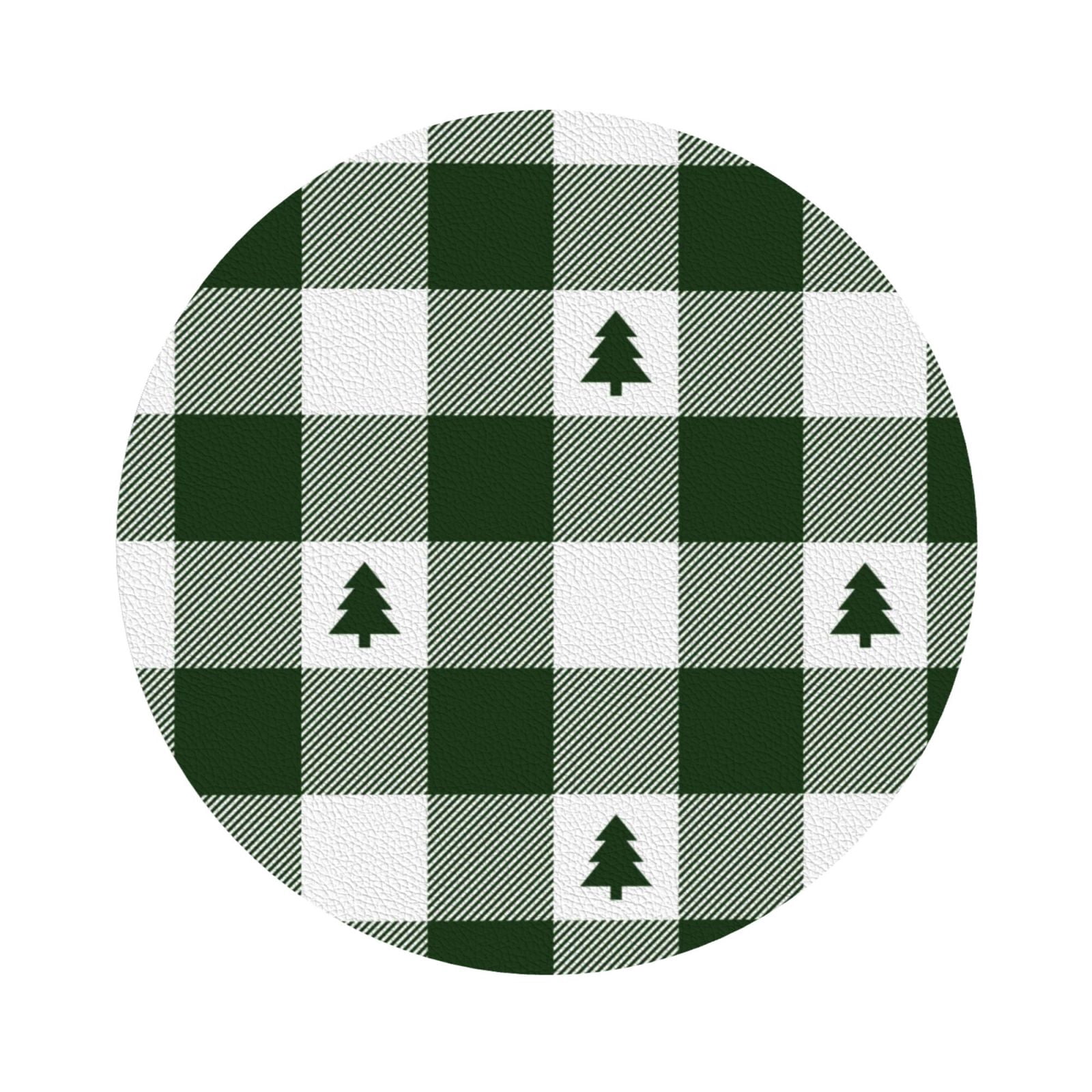 Bingfone Green White Lumberjack Plaid Personalized Coaster Set 4 For ...