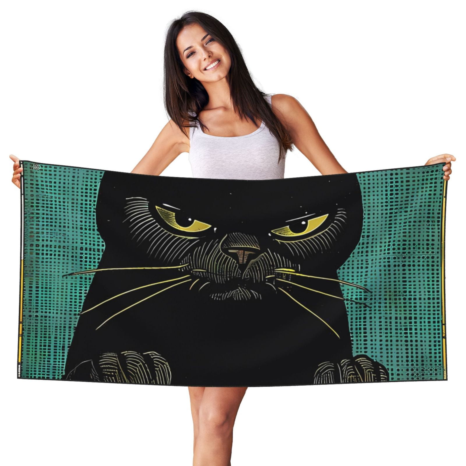 Bingfone Grumpy Cat Pianist Oversized 27.7x55 Inches Beach Towel, Super ...