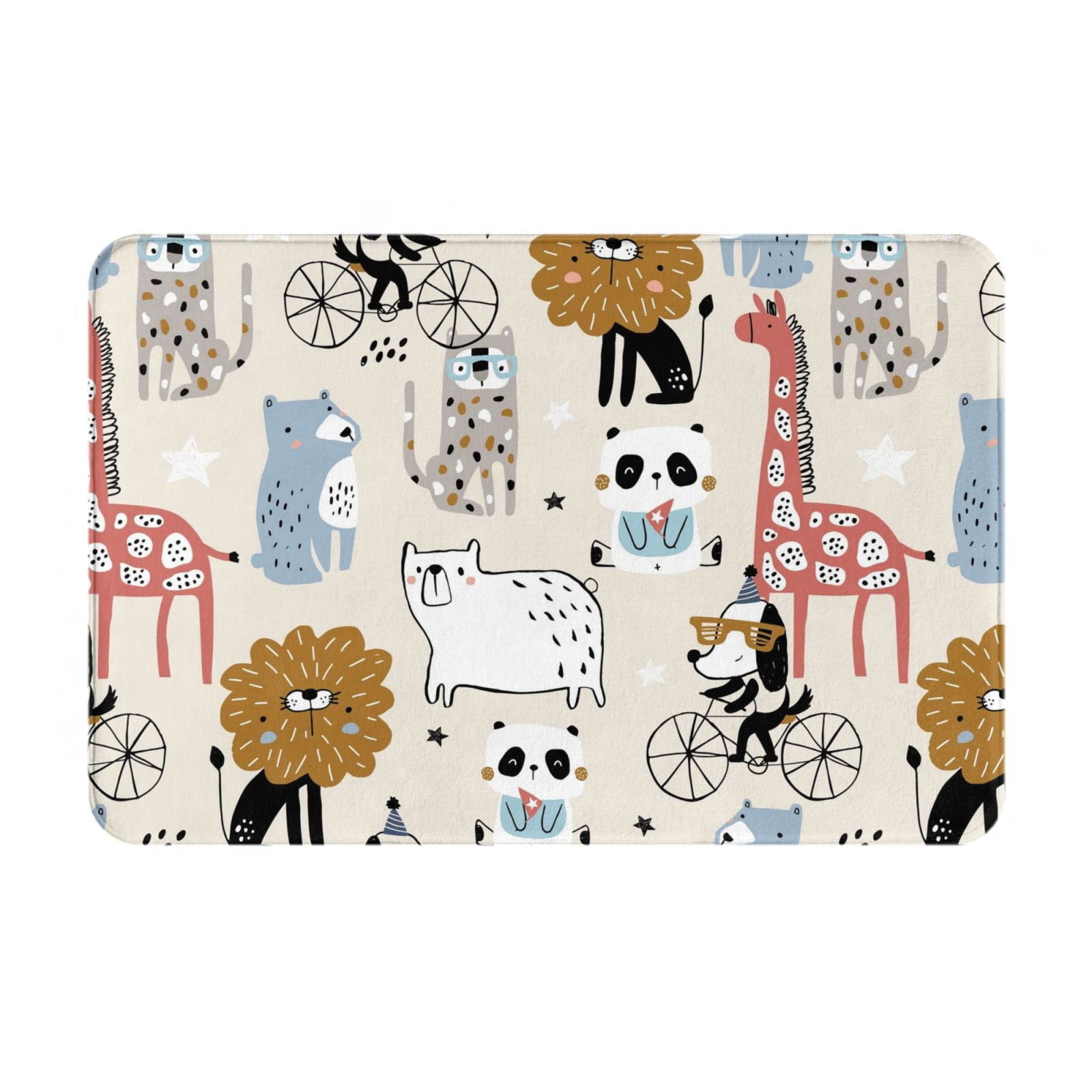 Bingfone Hand Drawn Animals Door Mat 16"X24" Front Entrance Non-Slip ...