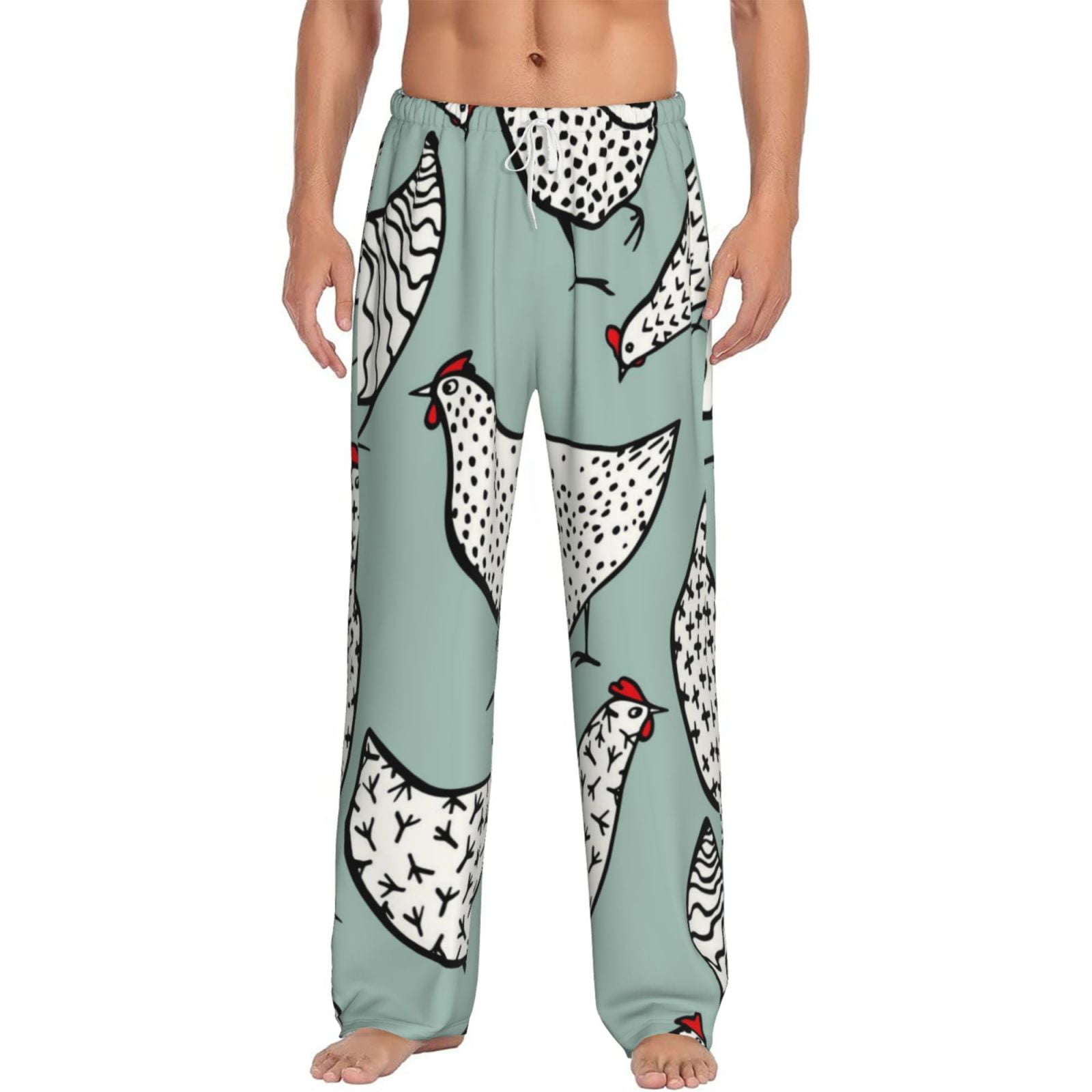 Bingfone Hand Drawn Chickens Mens All Over Print Sleep Pajama Pants ...