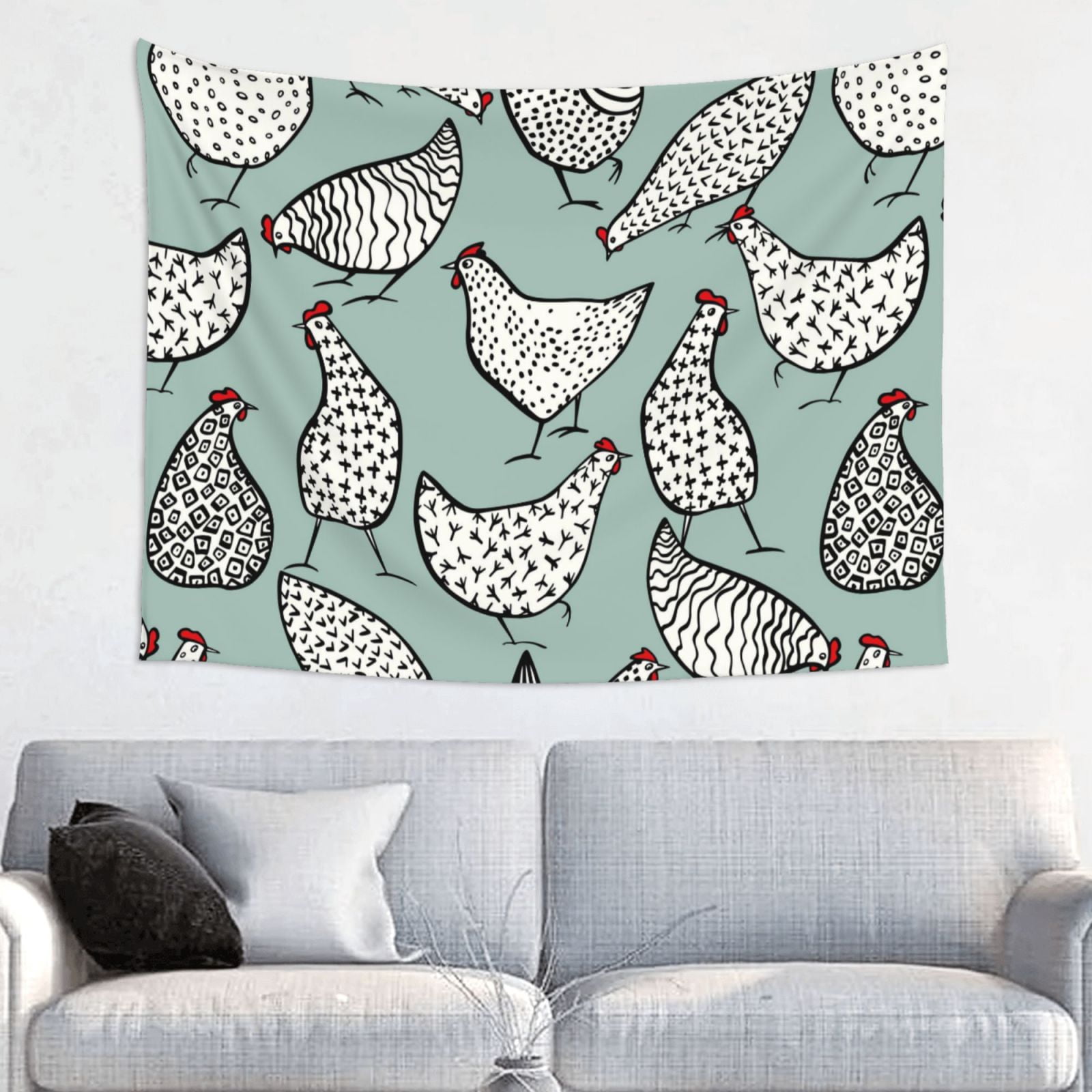 Bingfone Hand Drawn Chickens Tapestry Wall Hanging Decor For Living ...