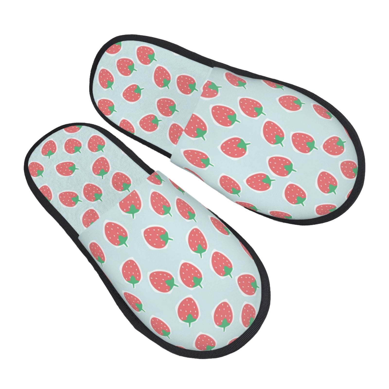 Bingfone Hand Drawn Strawberry House Slippers for Women Men with Soft ...