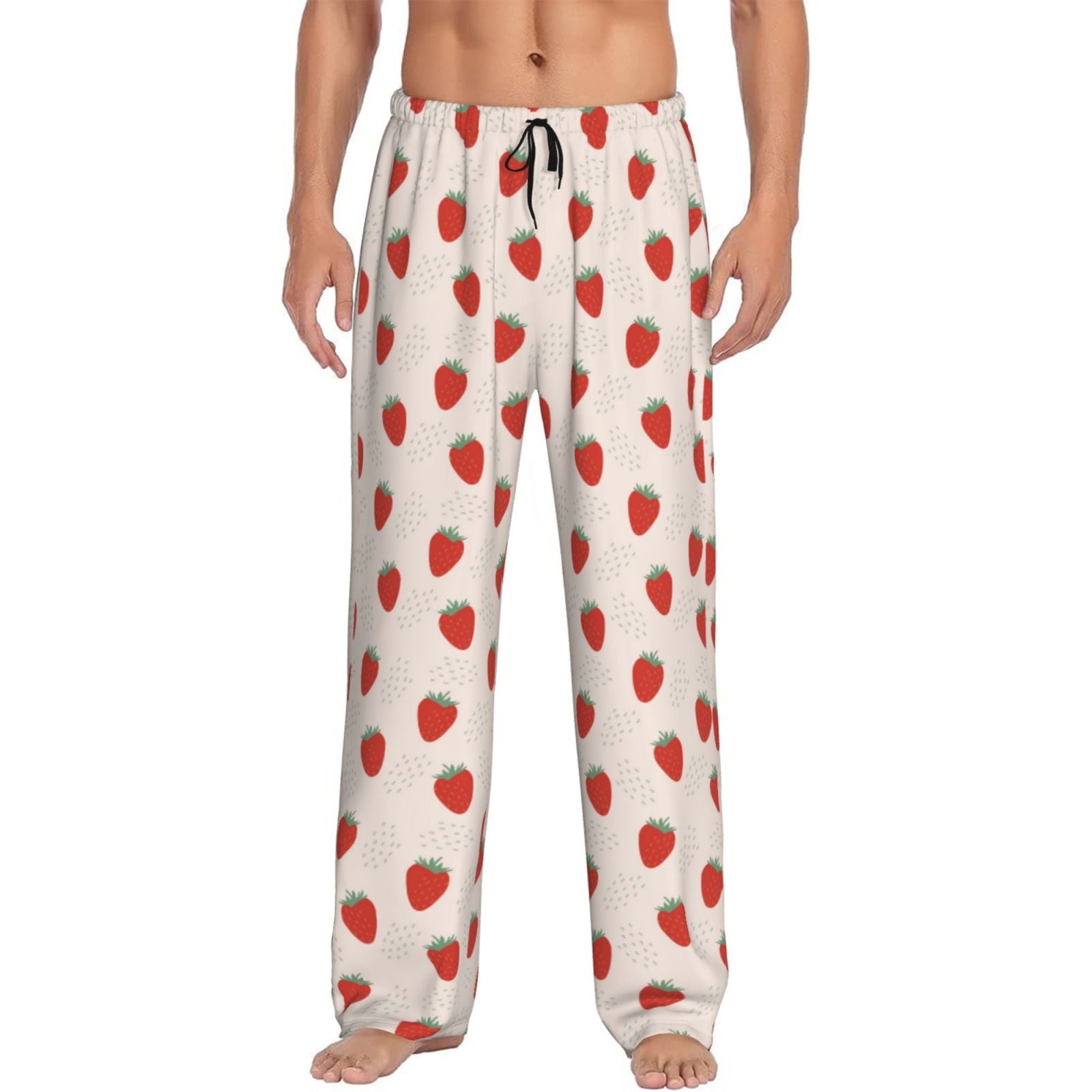 Bingfone Hand Drawn Strawberry Mens All Over Print Sleep Pajama Pants ...
