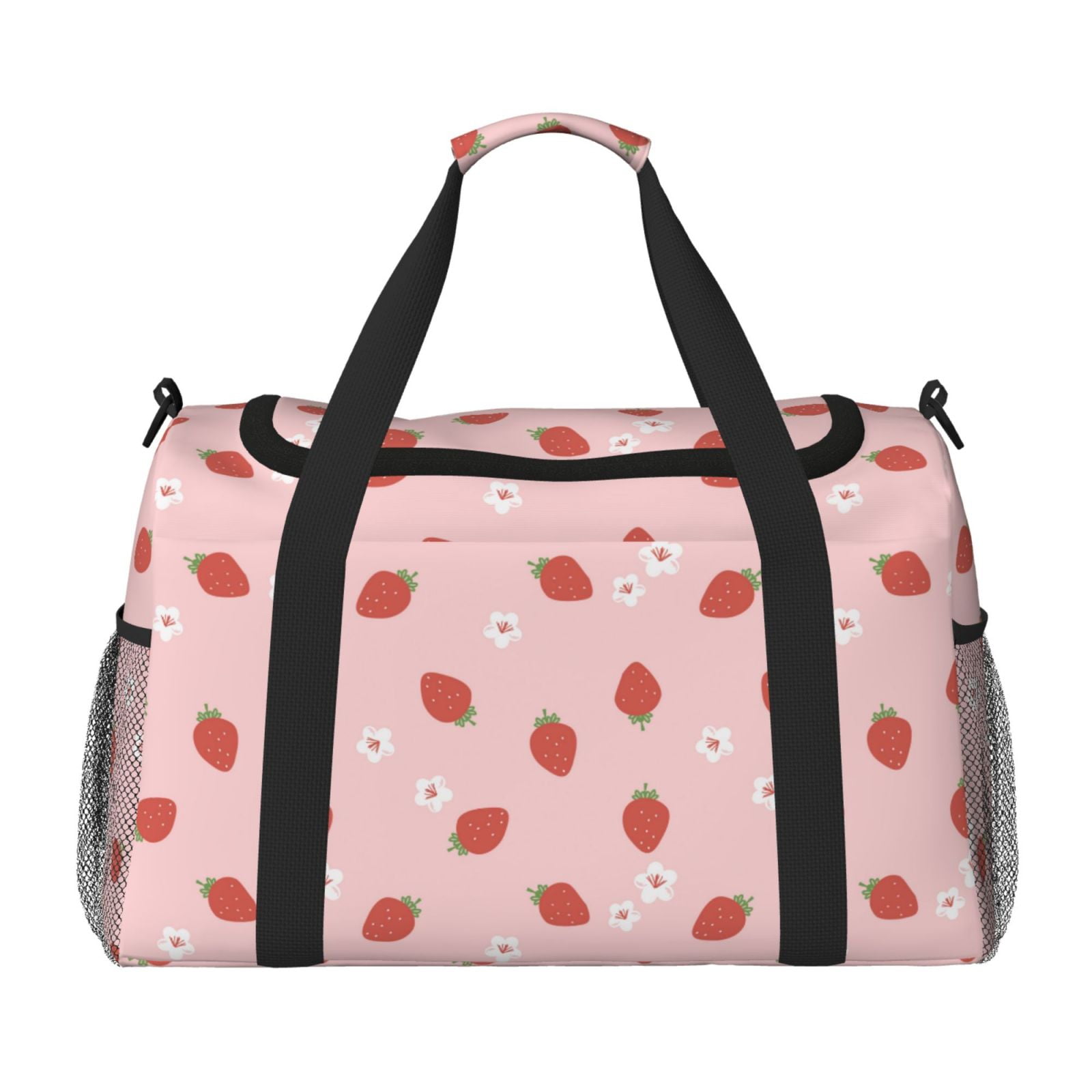 Bingfone Hand Drawn Strawberry Print Travel Duffel Tote Bag,Waterproof ...