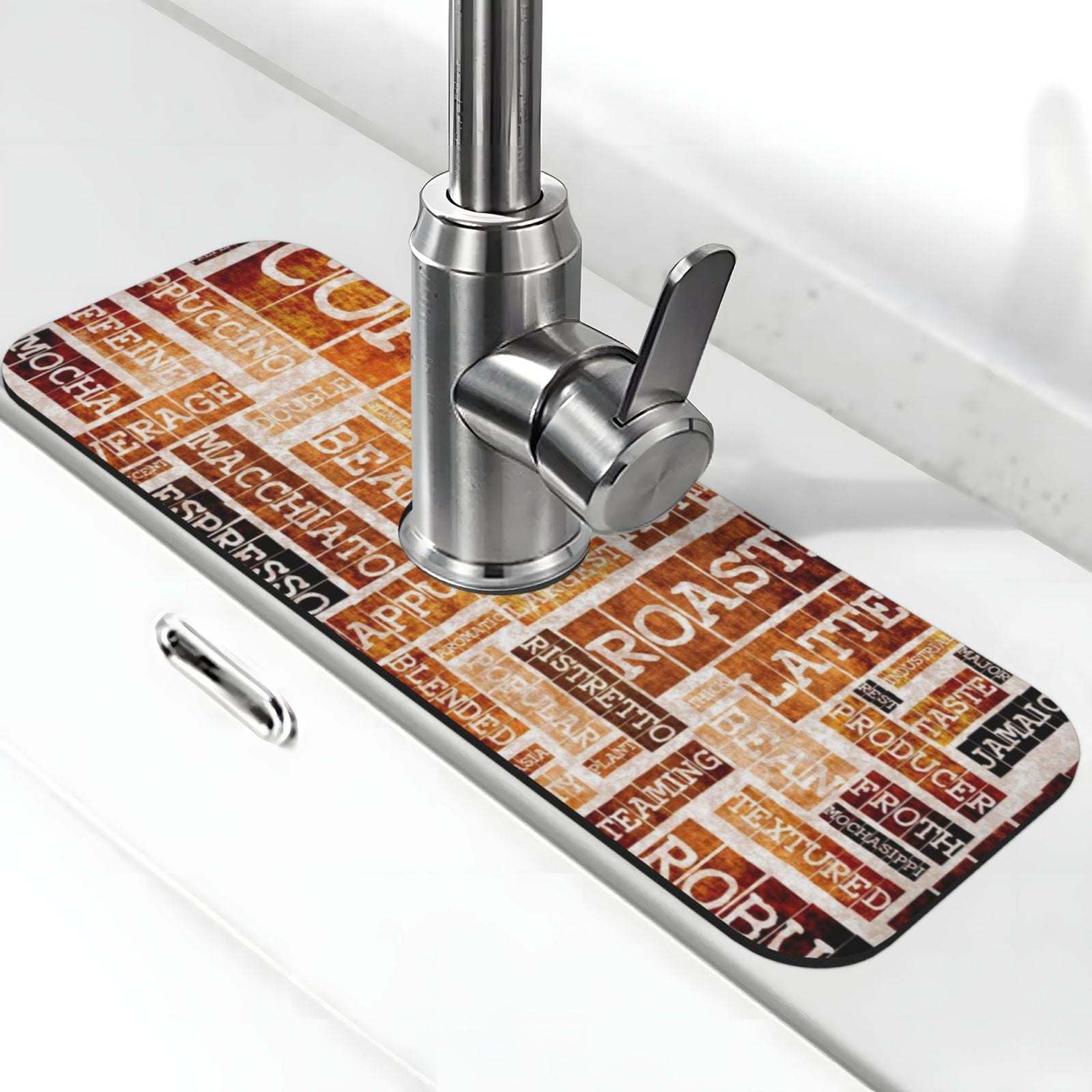 Bingfone Hand Drawn Vintage Coffee Print Splash Guard for Sink Faucet ...