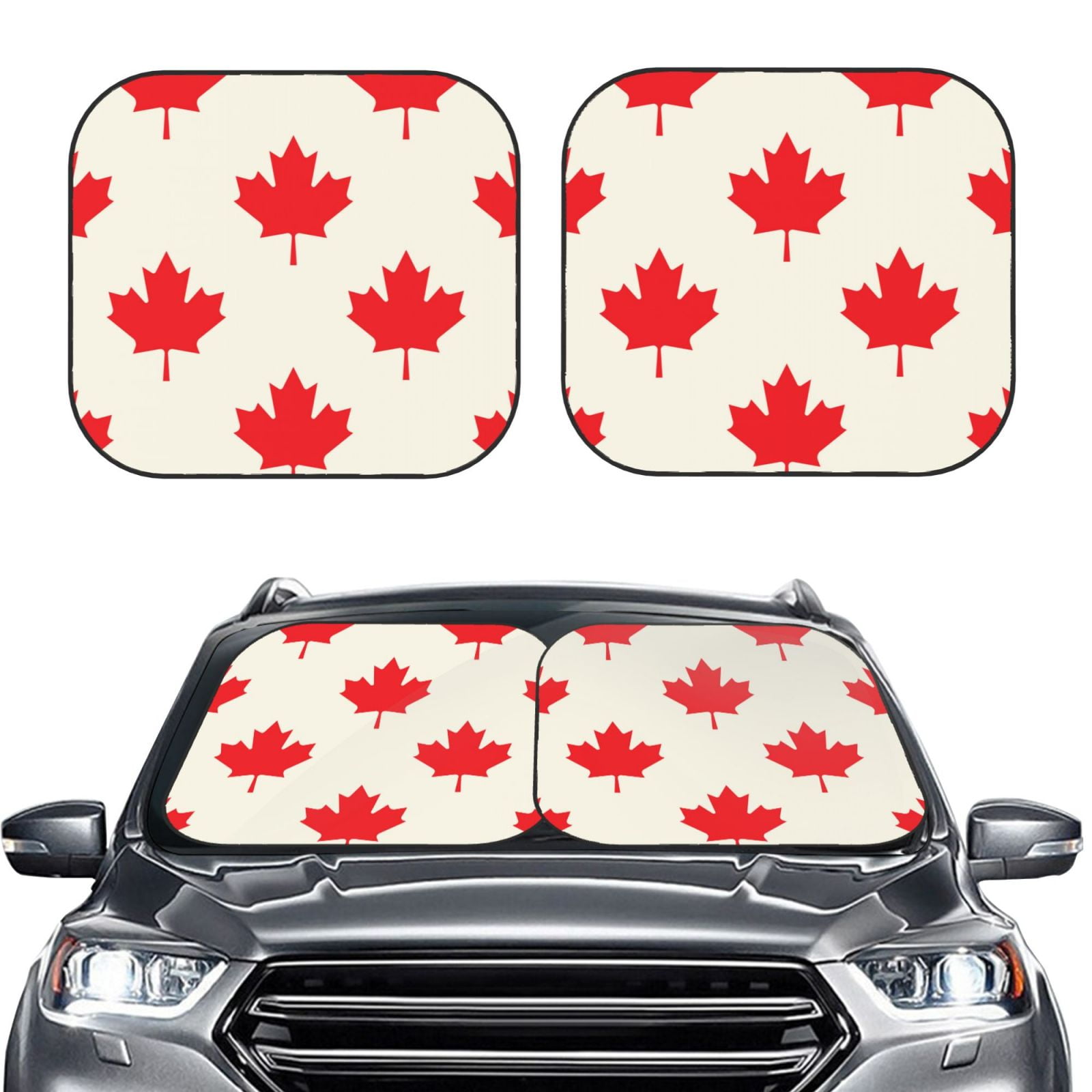 Bingfone Happy Canada Day Windshield Sun Shade 2-Piece Foldable Car ...