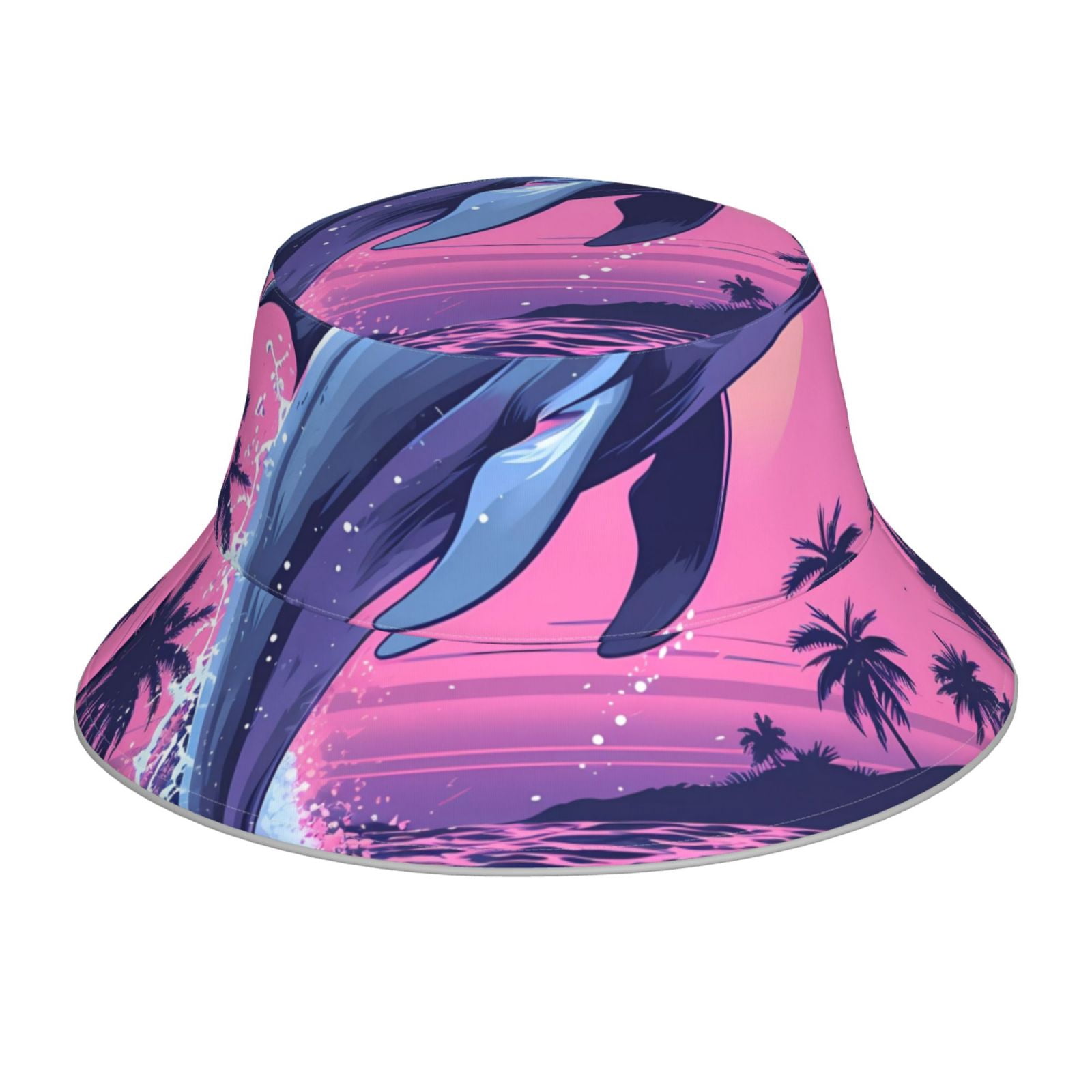 Bingfone Hawaiian Beach Dolphin Bucket Hat for Men Women,Packable ...