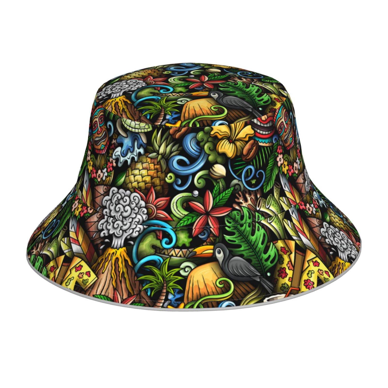 Bingfone Hawaiian Culture Symbols Bucket Hat for Men Women,Packable ...