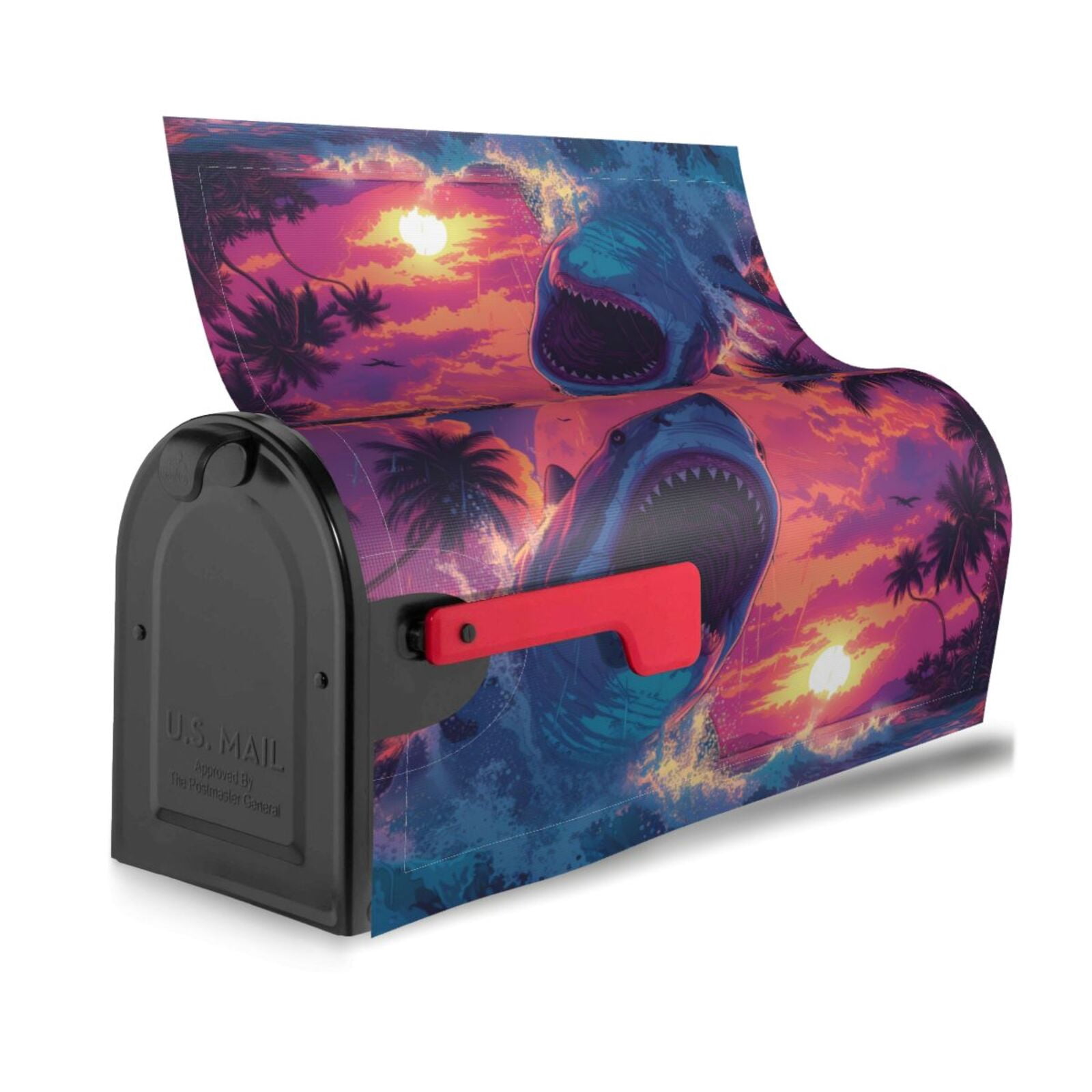Bingfone Hawaiian Island Beach Shark Magnetic Mailbox Cover Standard ...
