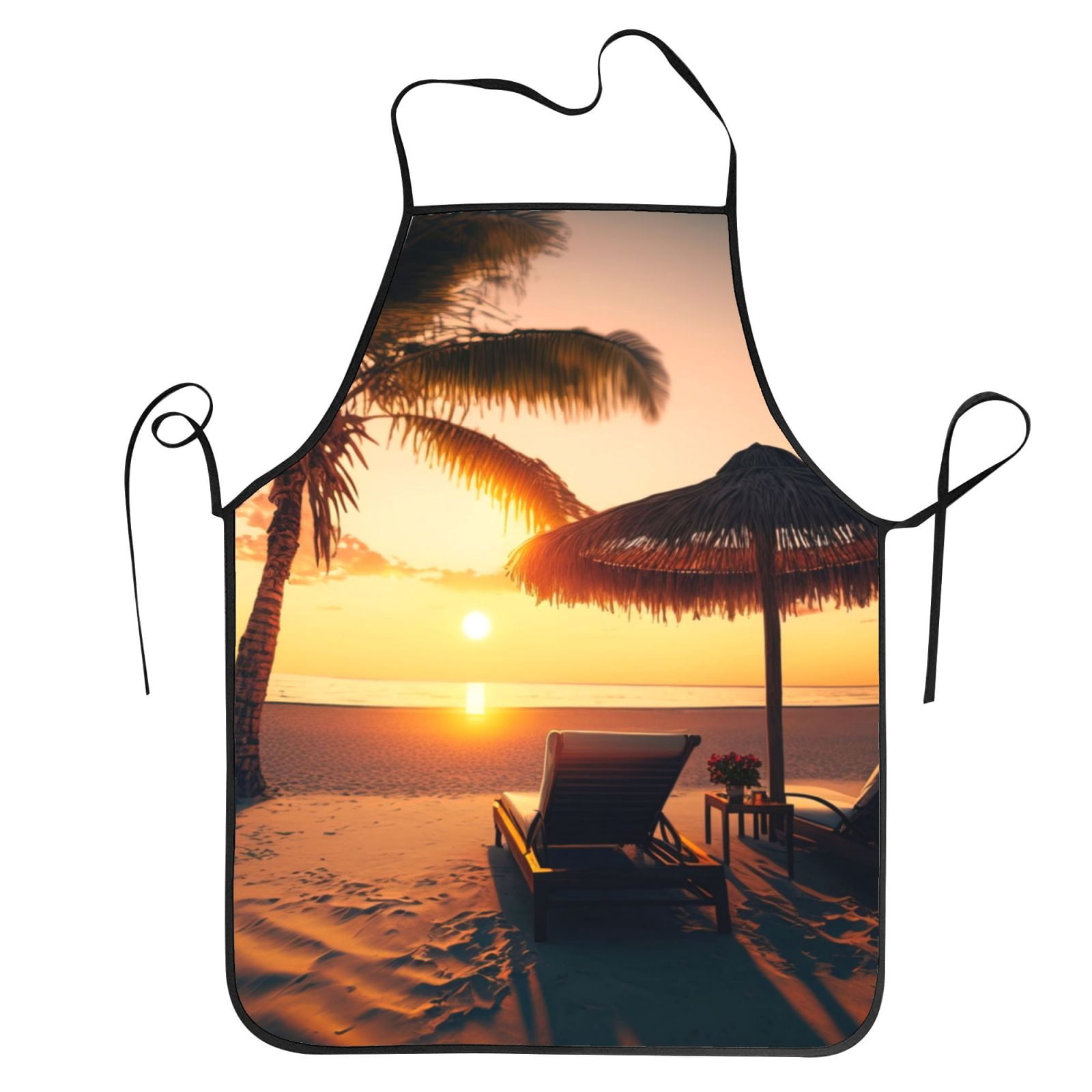 Bingfone Hawaiian Sunset Beach for Tie-up Apron, Unisex Waterproof and ...