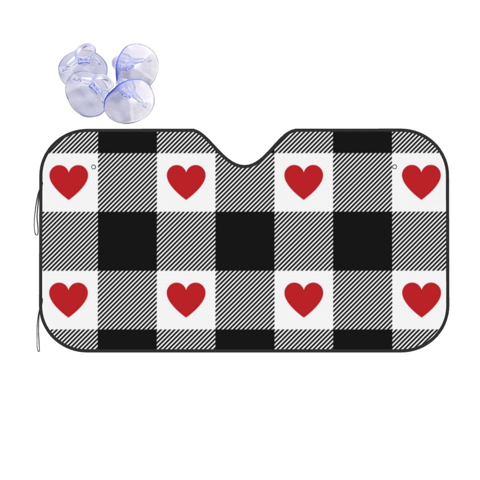 Bingfone Heart Black Buffalo Plaid Gingham Car Windshield Sun Shade ...