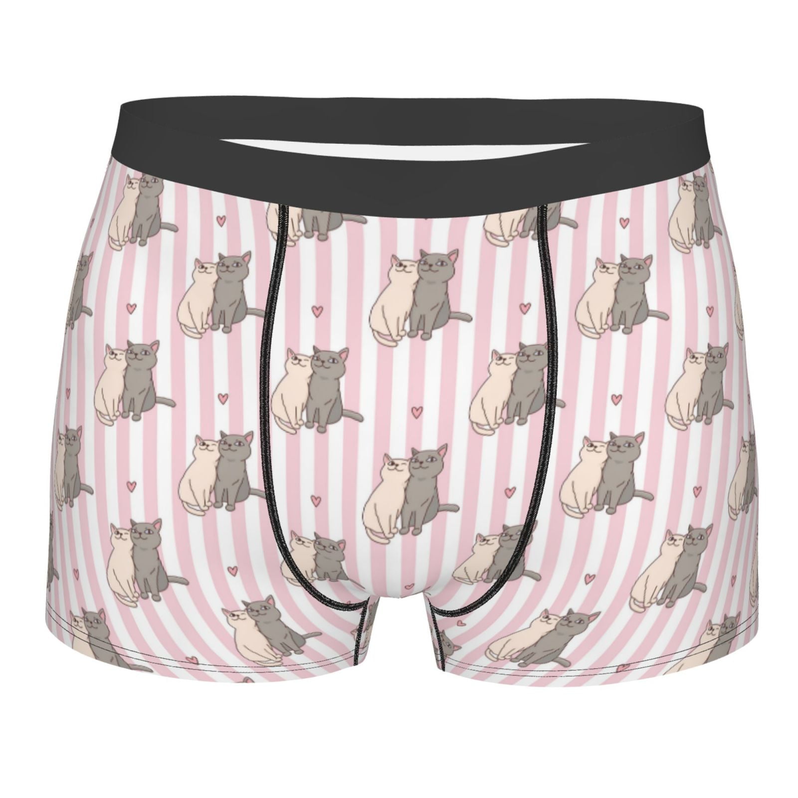 Bingfone Heart Cat Men's Underwear - Casual Stretch Boxer Briefs-X ...
