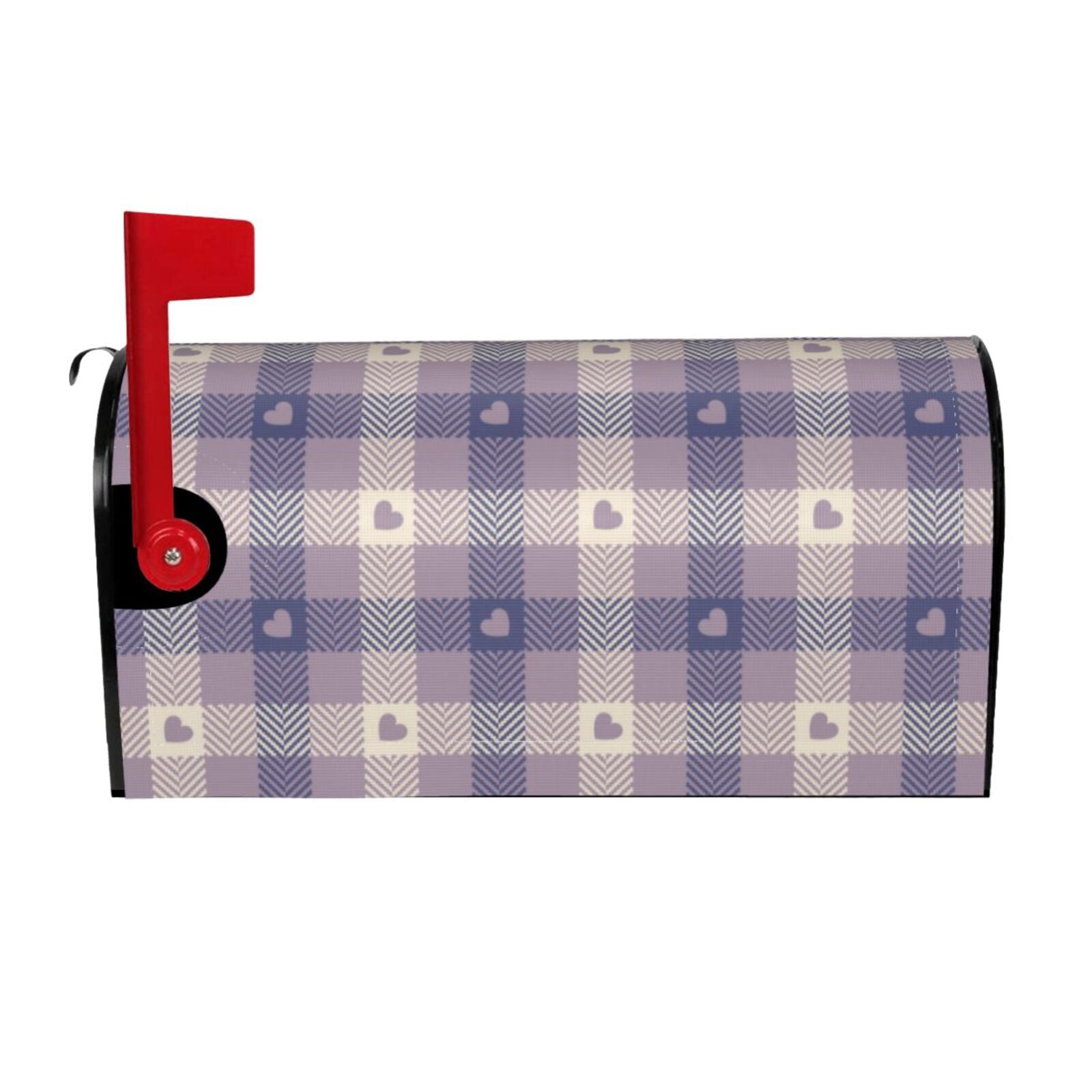 Bingfone Heart Check Plaid Magnetic Mailbox Cover Standard Size For ...