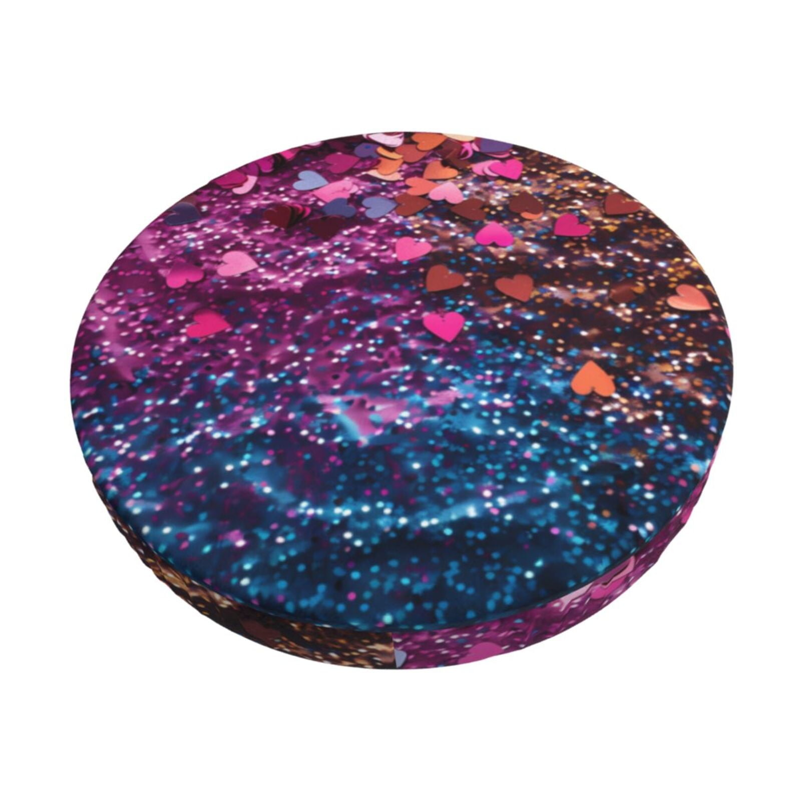 Bingfone Heart Confetti on Glitter Padded Round Bar Stool Cover Cushion ...