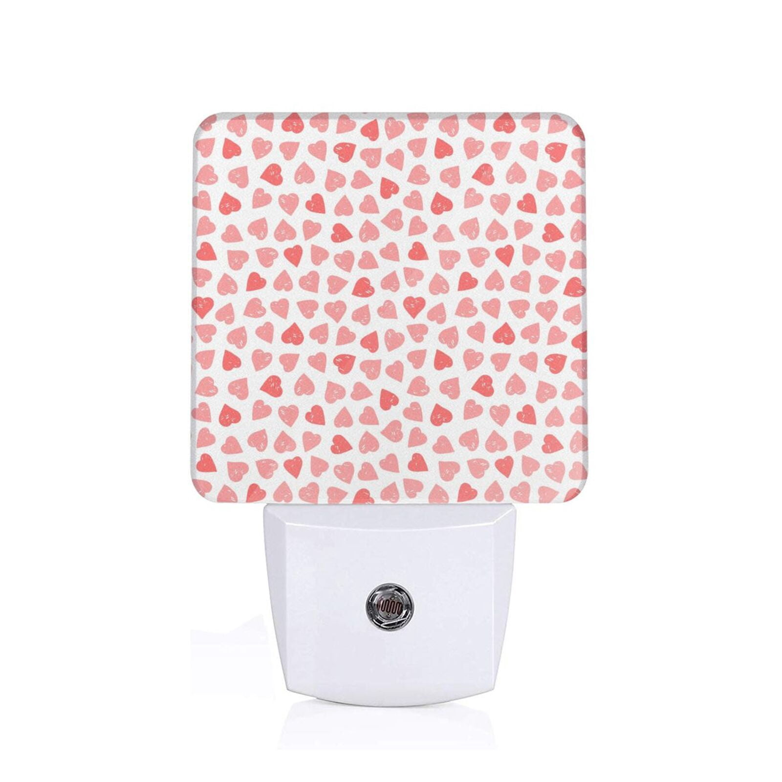 Bingfone Hearts Print Night Lights Plug into Wall,Dusk to Dawn,Bright ...