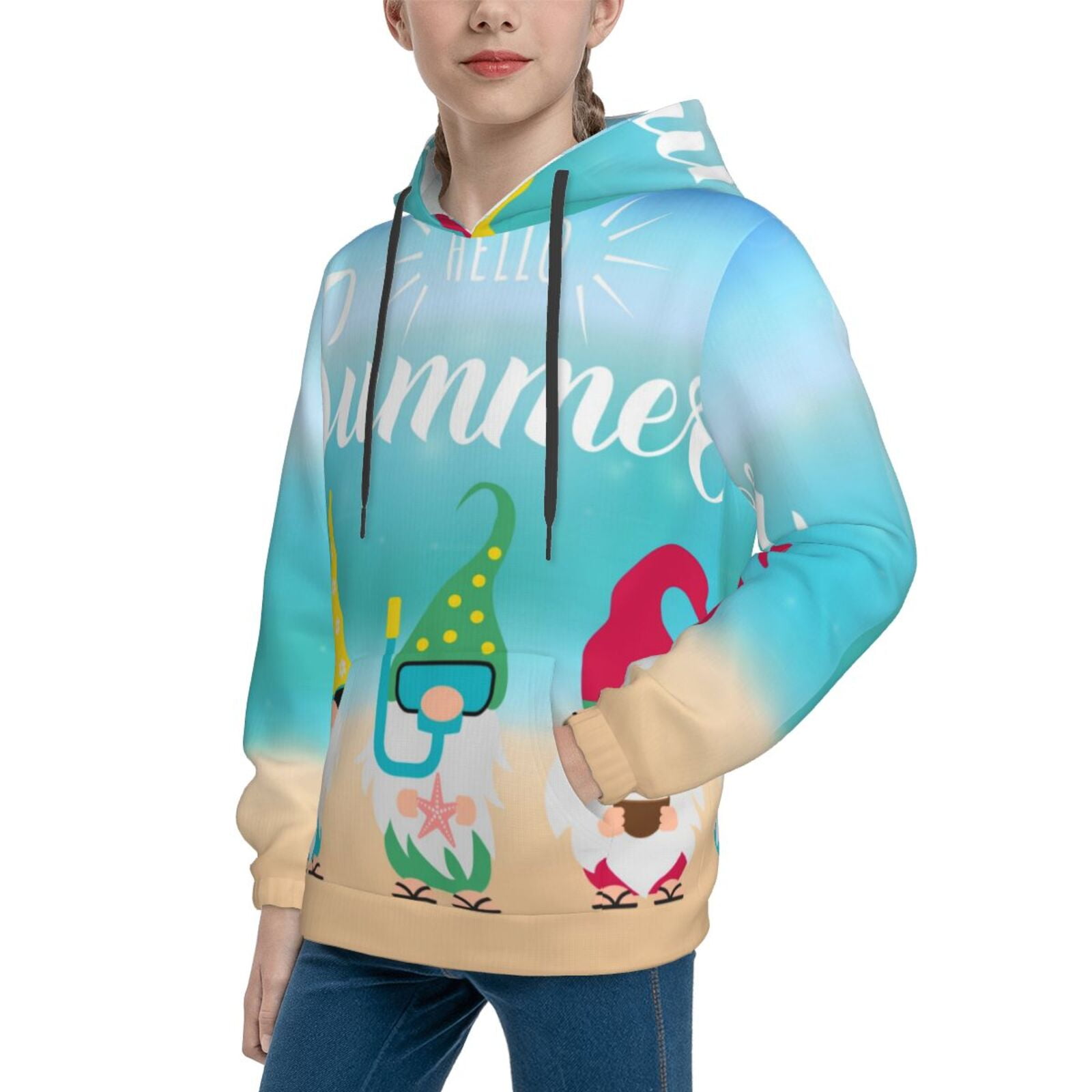 Bingfone Hello Summer Gnome 1 Pattern Youth Classic Hoodies Soft Hooded ...