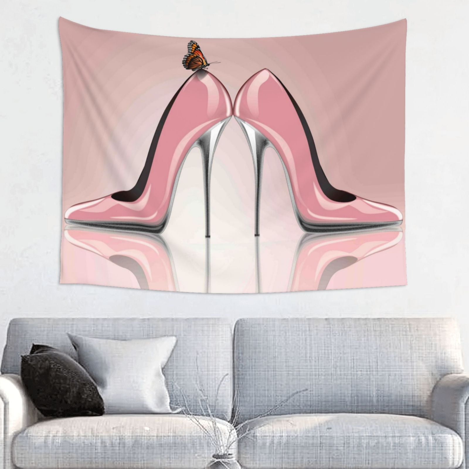 Bingfone High Heel Shoes Butterfly Tapestry Wall Hanging Decor For ...