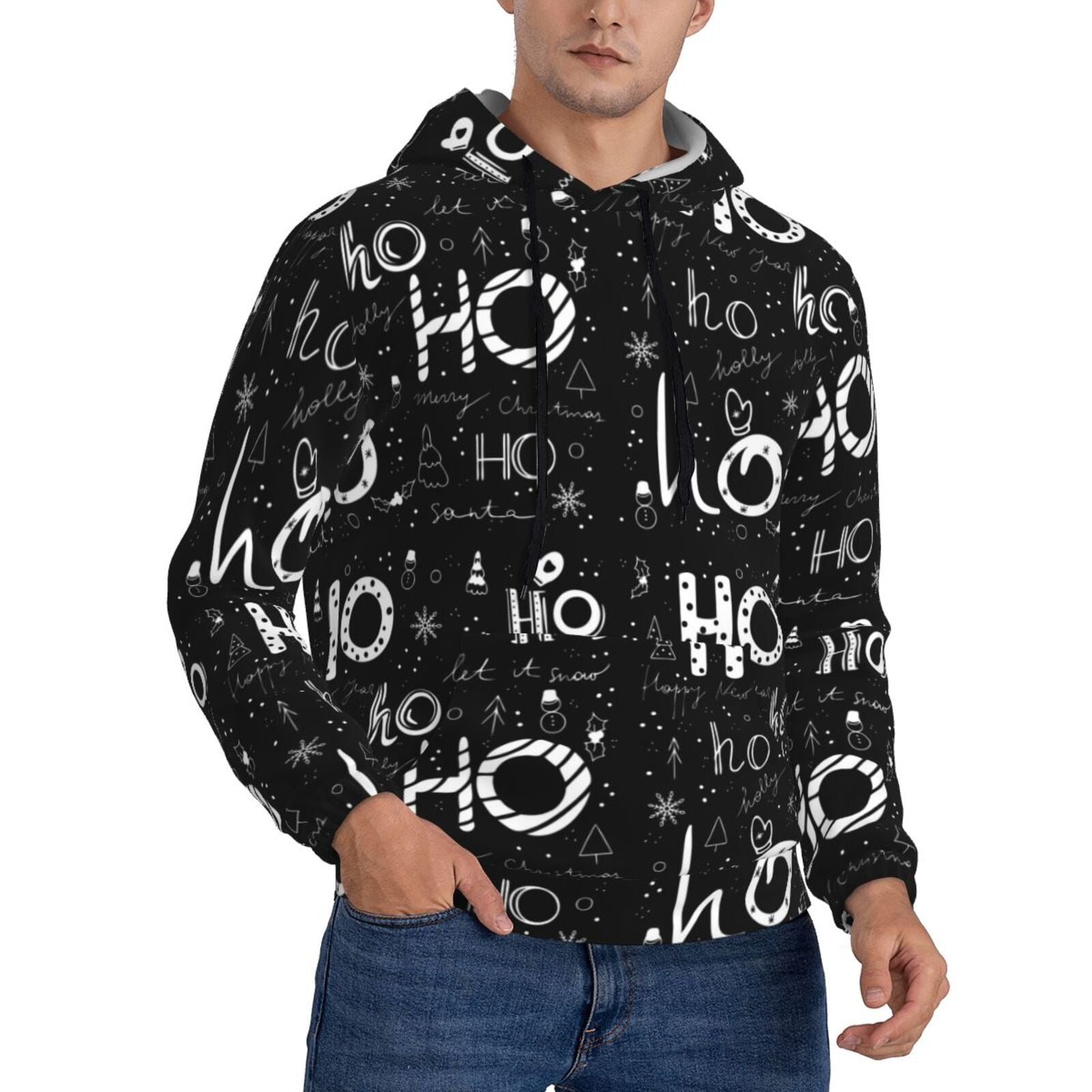 Bingfone Ho-Ho-Ho 2 Men's Drawstring Hoodie Long Sleeve Pocket ...