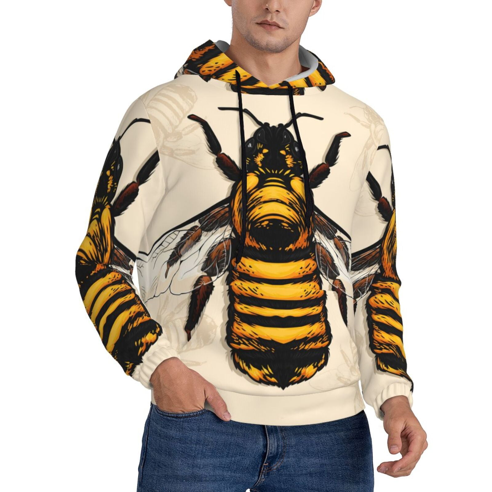 Bingfone Honey Bee Men's Drawstring Hoodie Long Sleeve Pocket ...